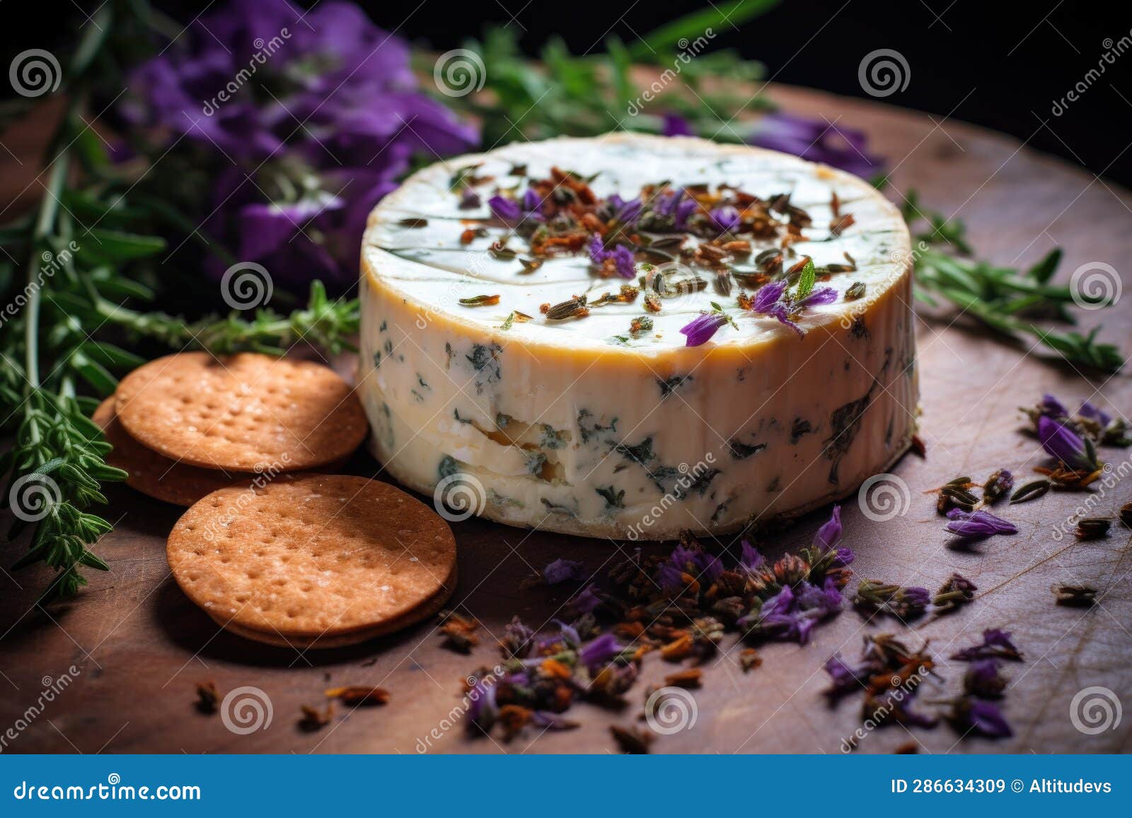 Bloomy Rind Cheeses with Herbs and Spices Stock Image - Image of herbs ...