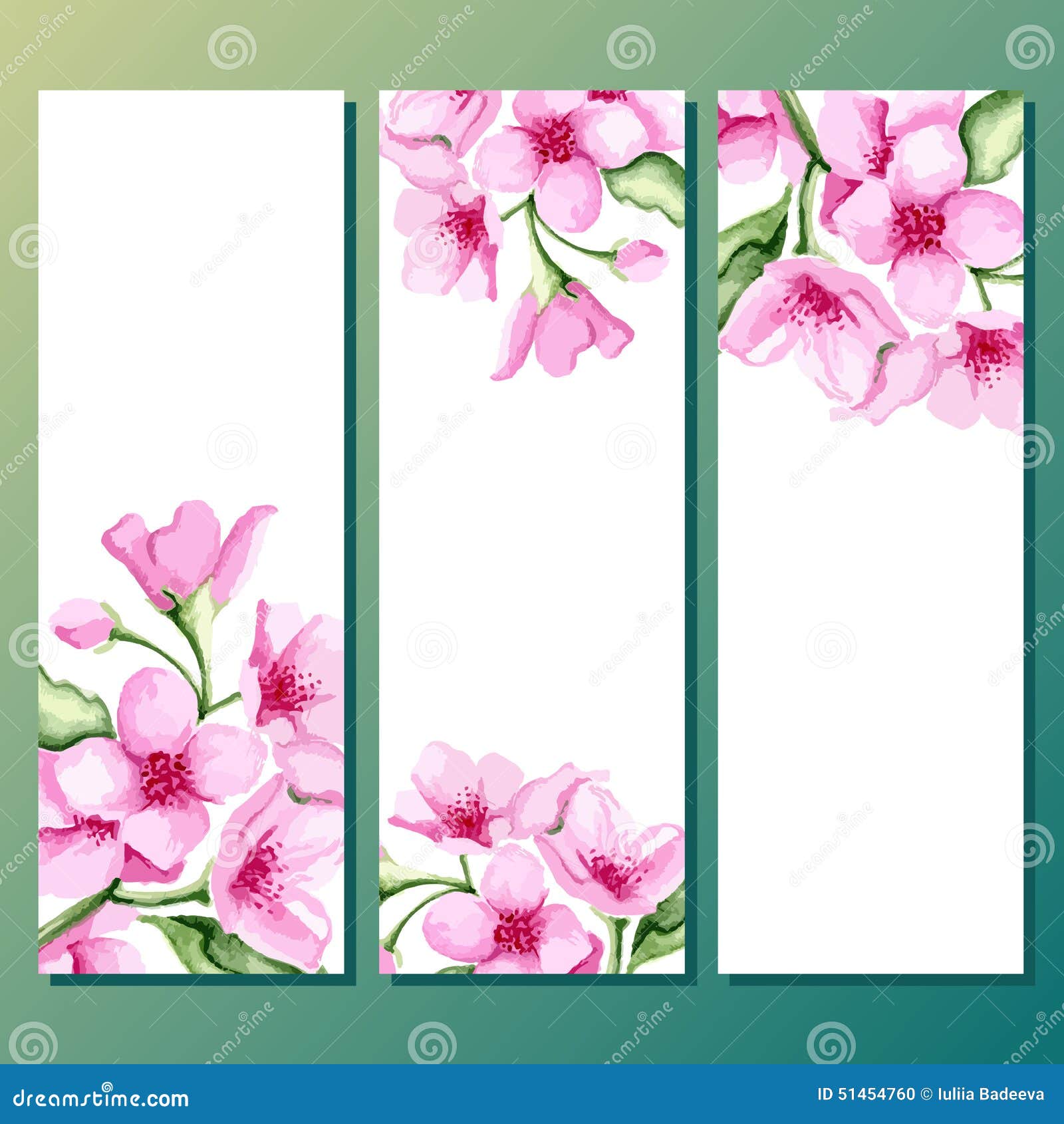 Blossom cherry banners set stock vector. Illustration of card - 51454760