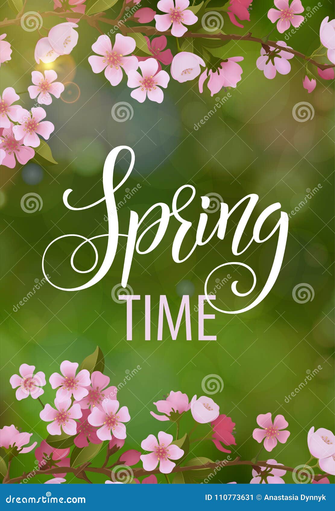 Blossom Tree and Spring Lettering Stock Vector - Illustration of clip ...