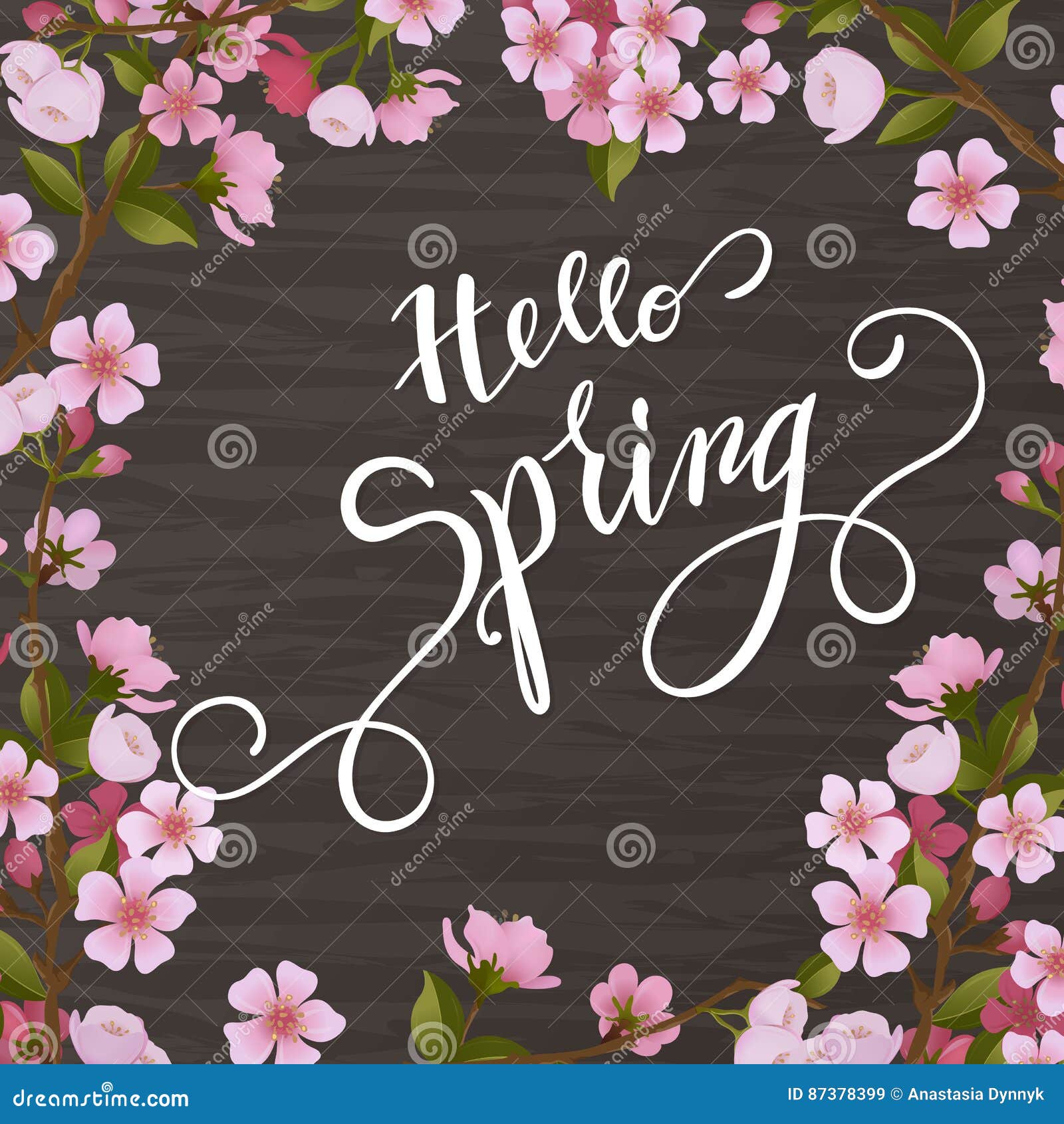 Blossom Tree and Spring Lettering Stock Vector - Illustration of ...