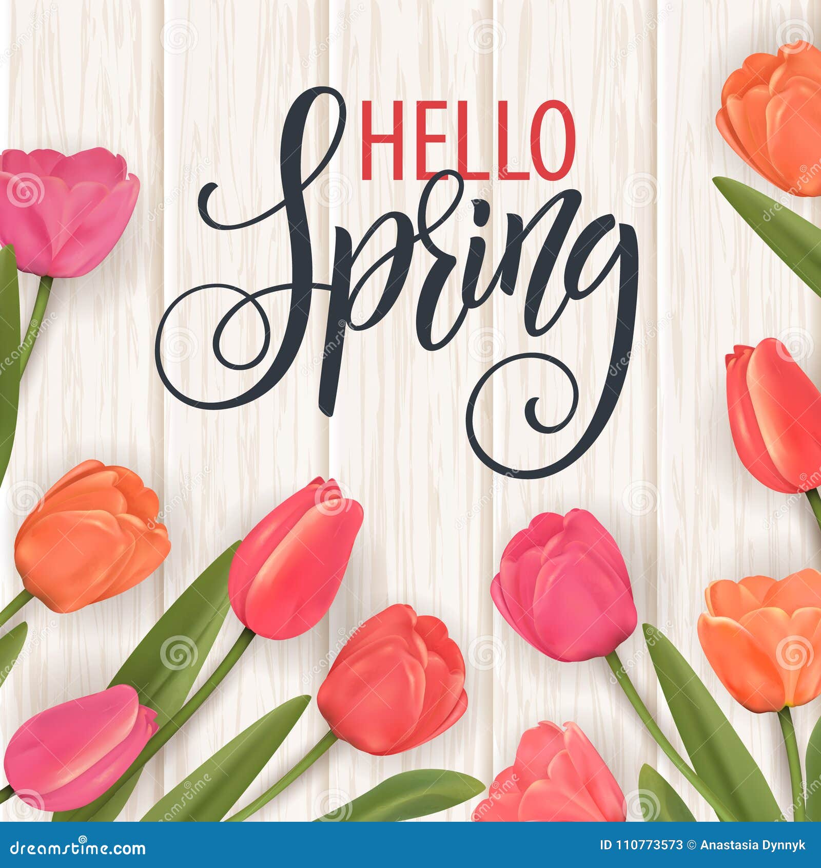 Blossom Tree and Spring Lettering Stock Vector - Illustration of garden ...