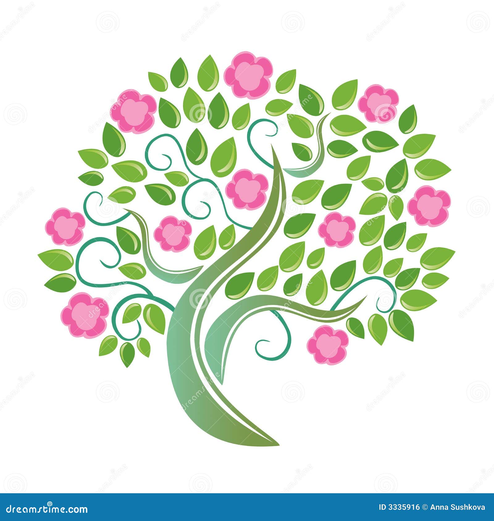 Blossoming tree. stock vector. Illustration of forest - 3335916