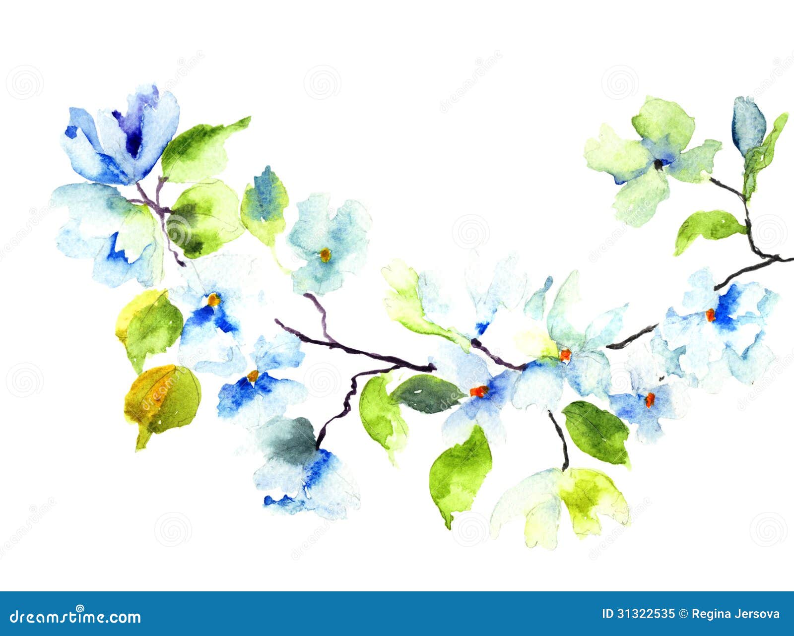 Blossoming tree brunch stock illustration. Illustration of flower ...