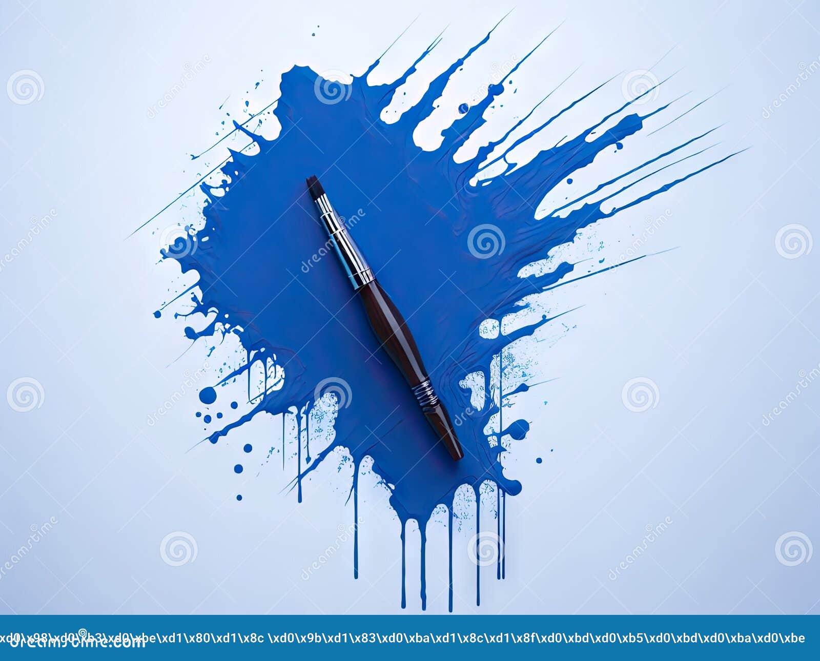Blot of Blue Paint and Paintbrush on a White Background. Ai Generative ...