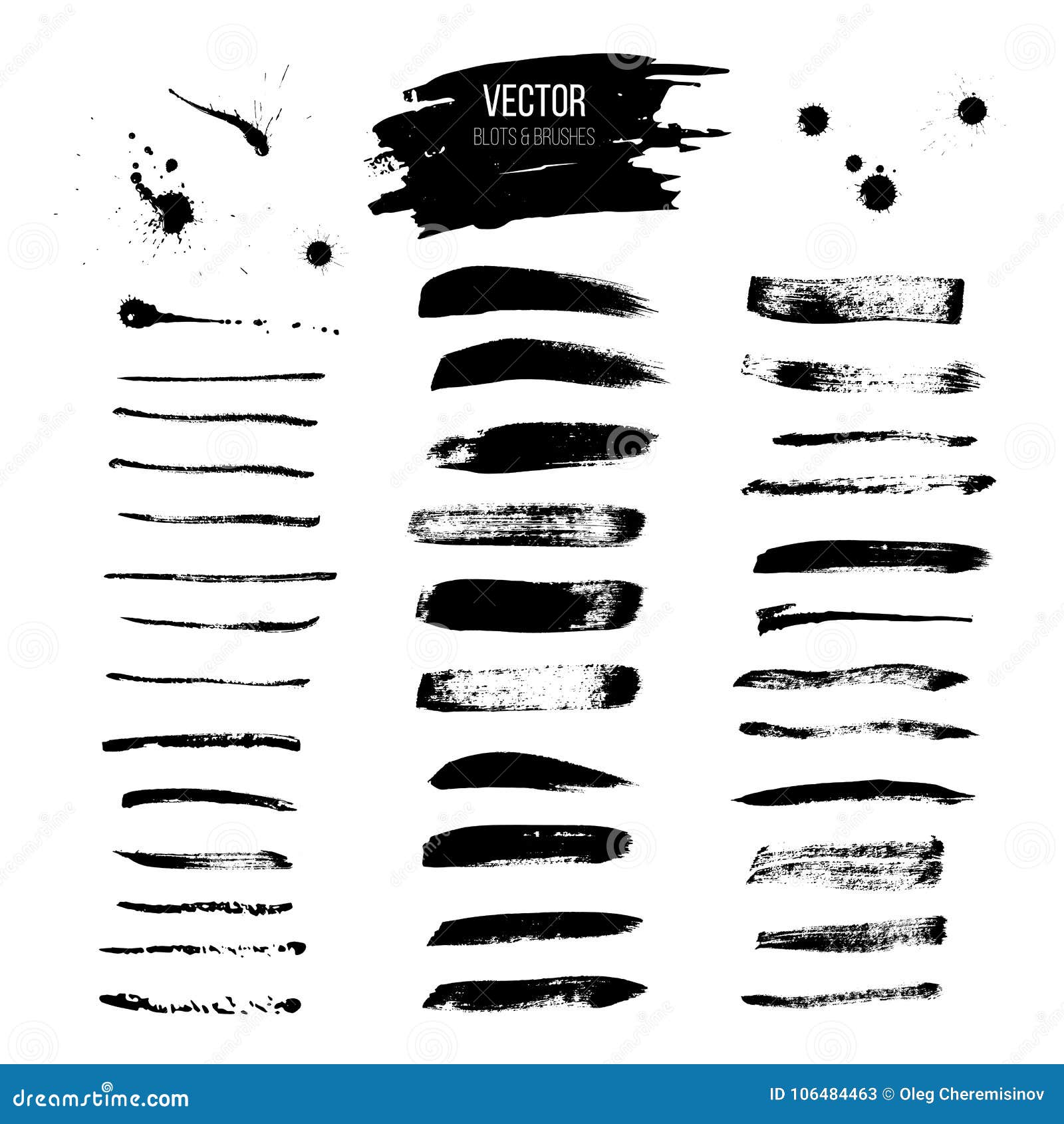 Blot and Brushes Big Vector Set. Realistic Blots and Brushes Isolated ...