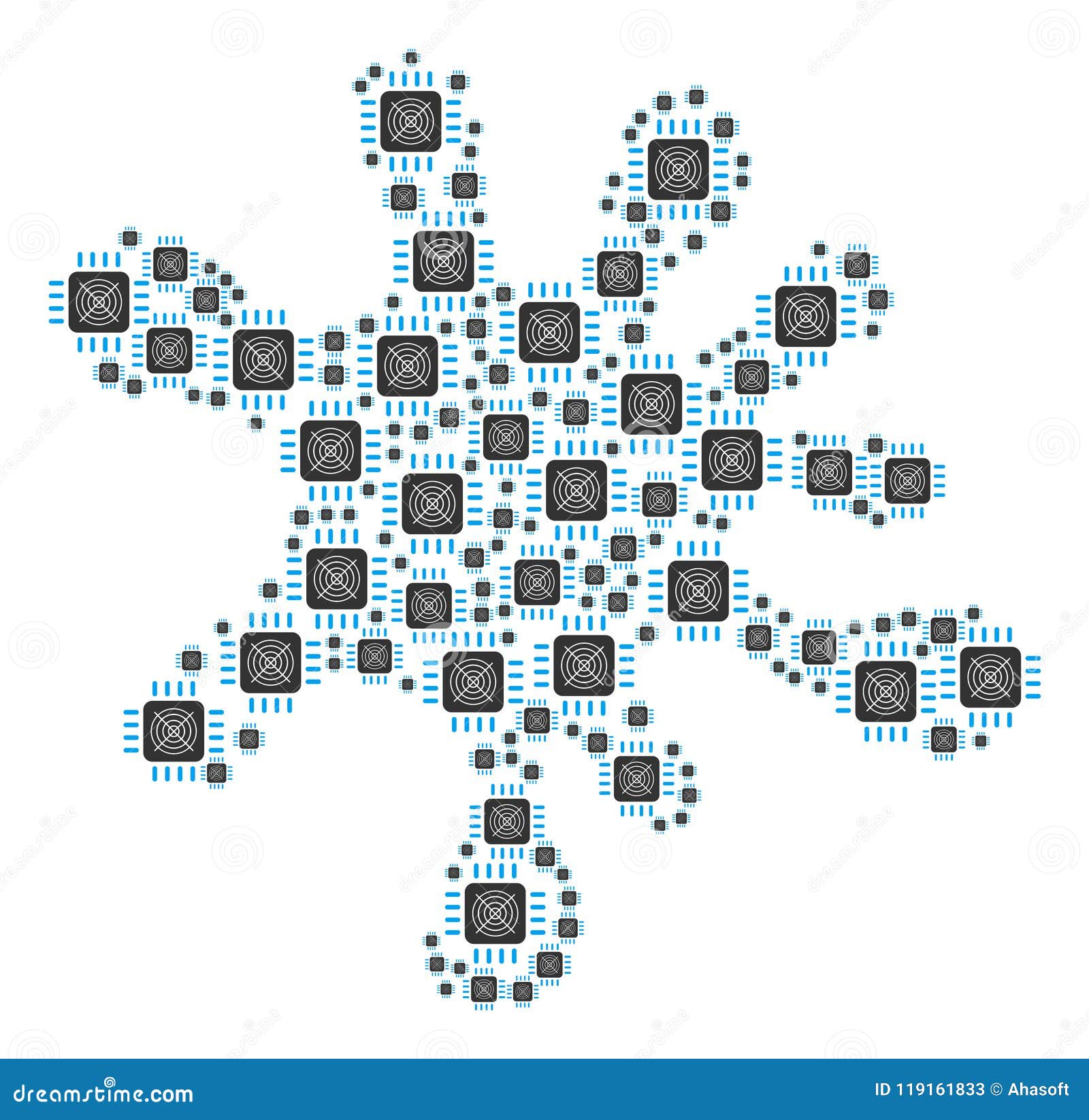 Spot Collage of ASIC Processor Icons Stock Vector - Illustration of ...