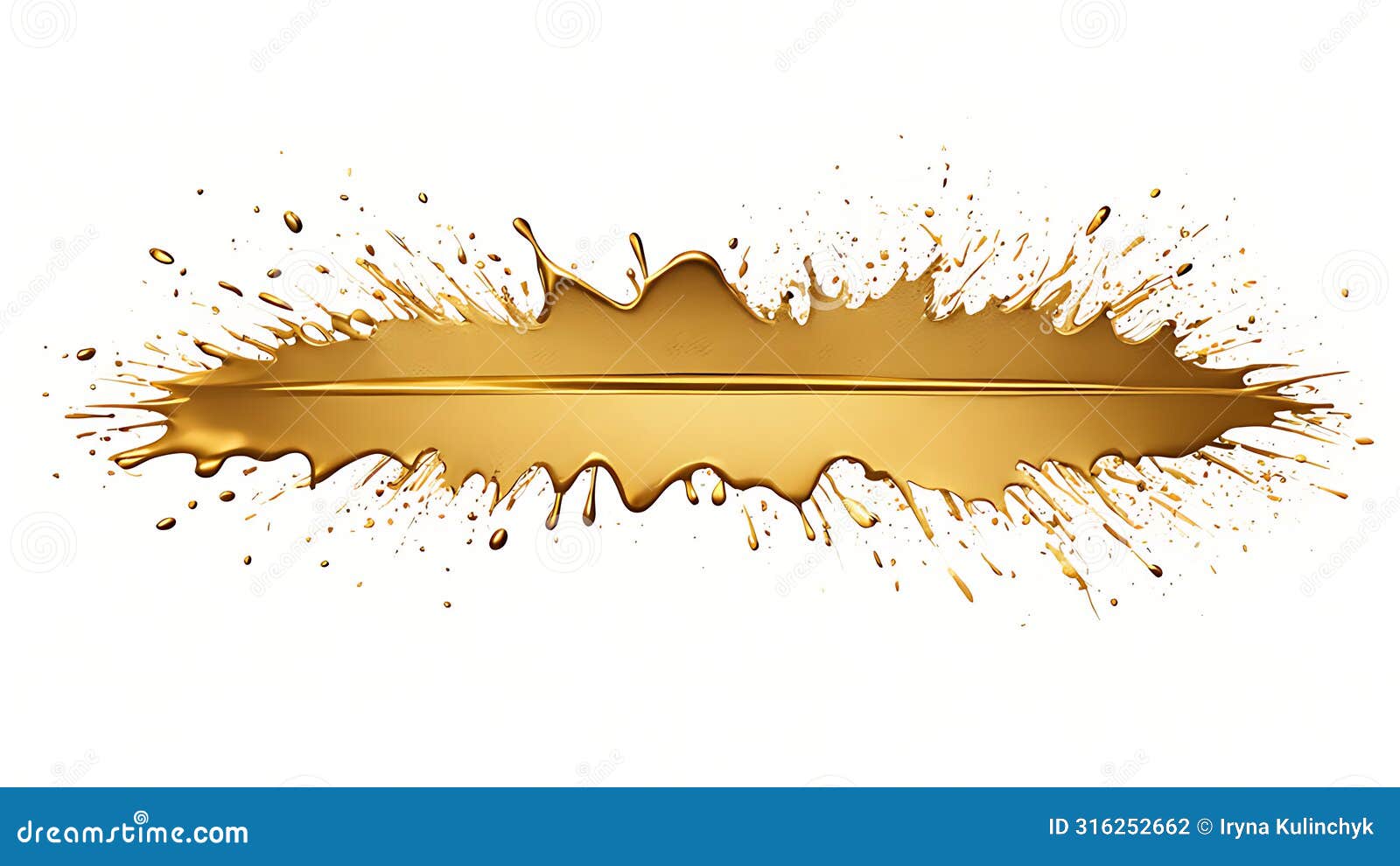 Blot with Drops of Gold Paint Separated by a Line in the Middle ...