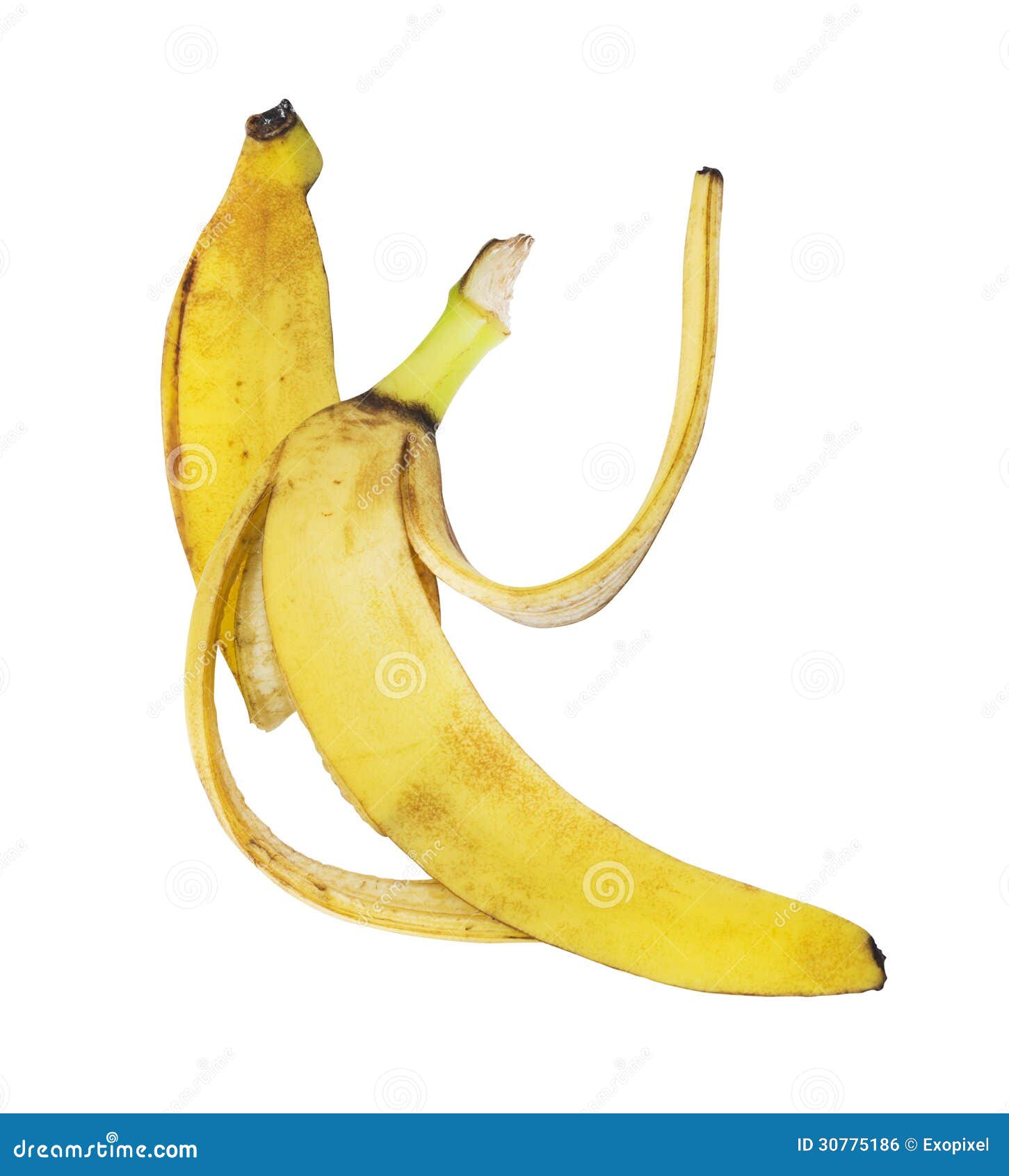 Blotched Banana Peel Over White Background Stock Photo - Image of diet ...
