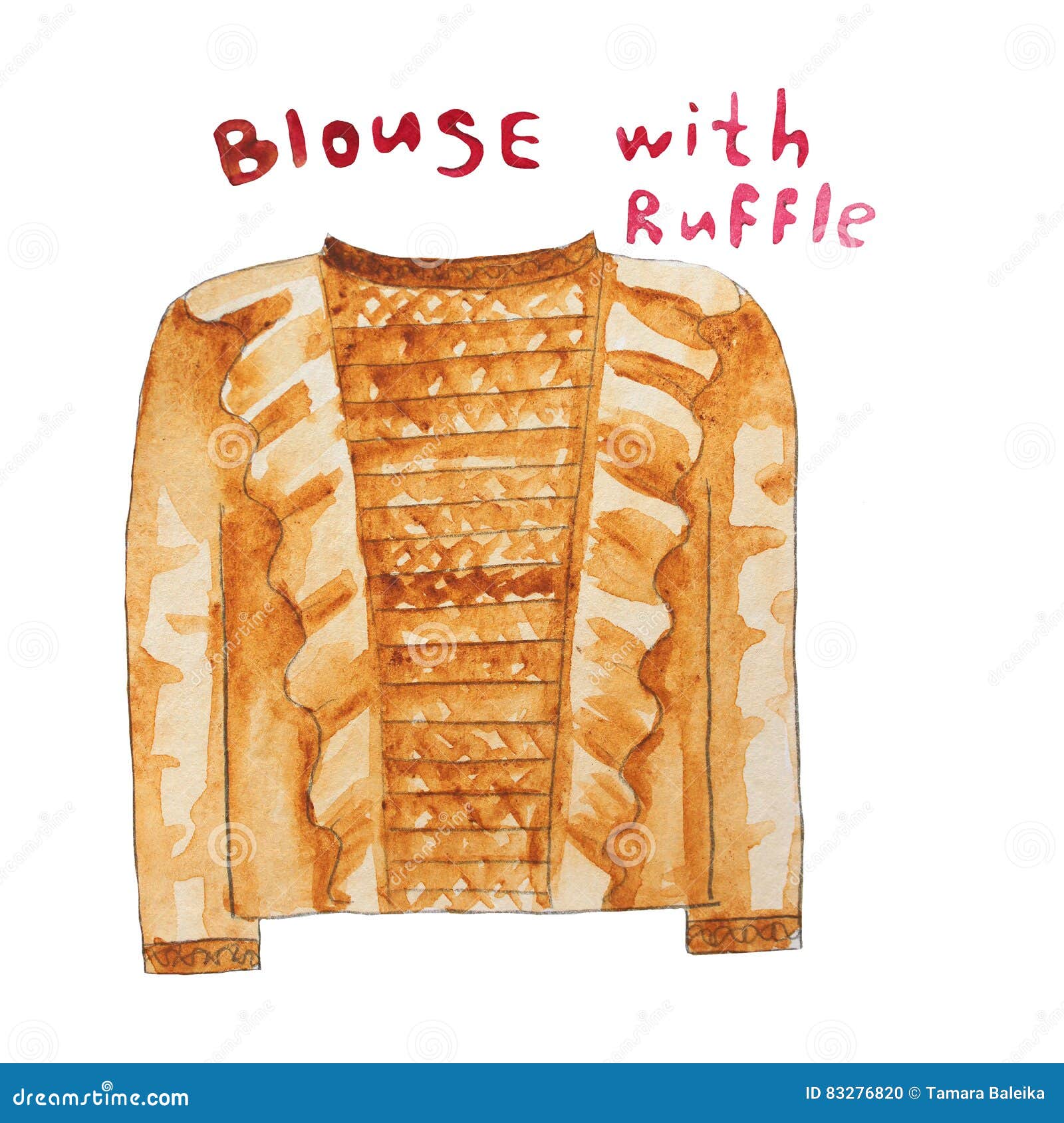 Blouse with Ruffle. Hand Drawn Watercolor Illustration Stock ...