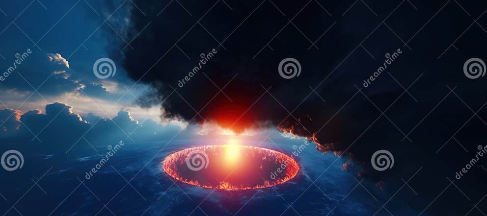 Blow Circle Hole of Hot Clouds, Fire, Smoke, Light Stock Illustration ...