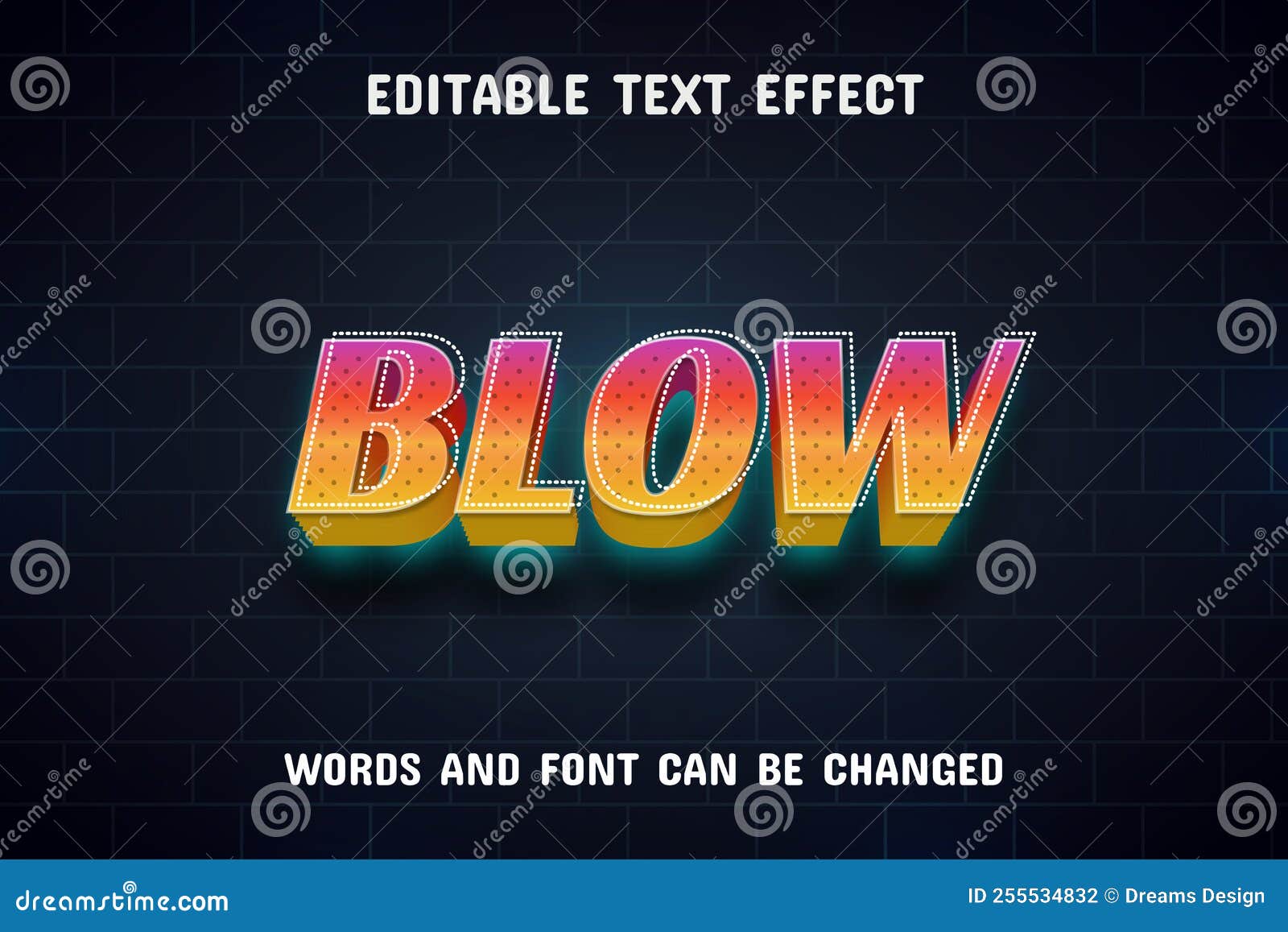 Blow Text - Editable Neon Text Effect Stock Vector - Illustration of ...
