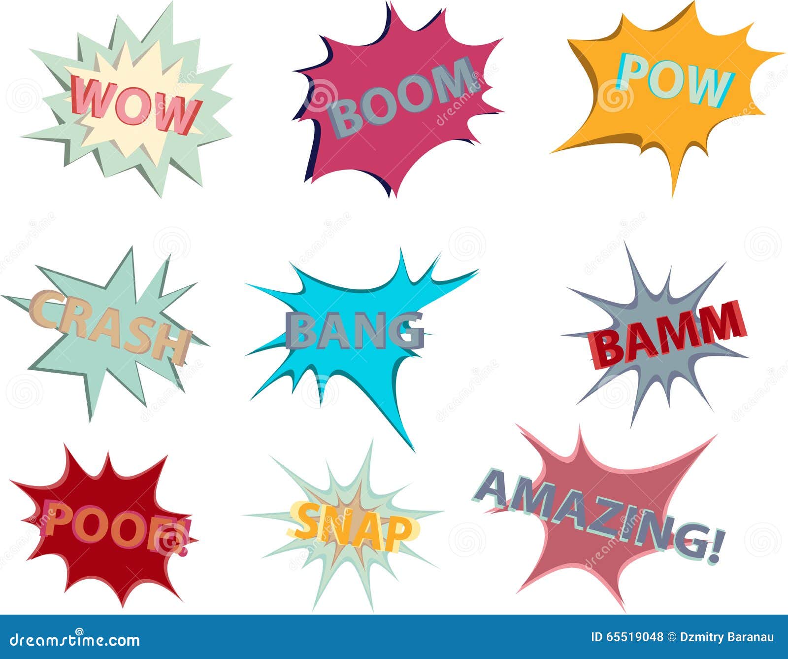 Blow-up Comic Set in Vector Stock Vector - Illustration of bunt, form ...