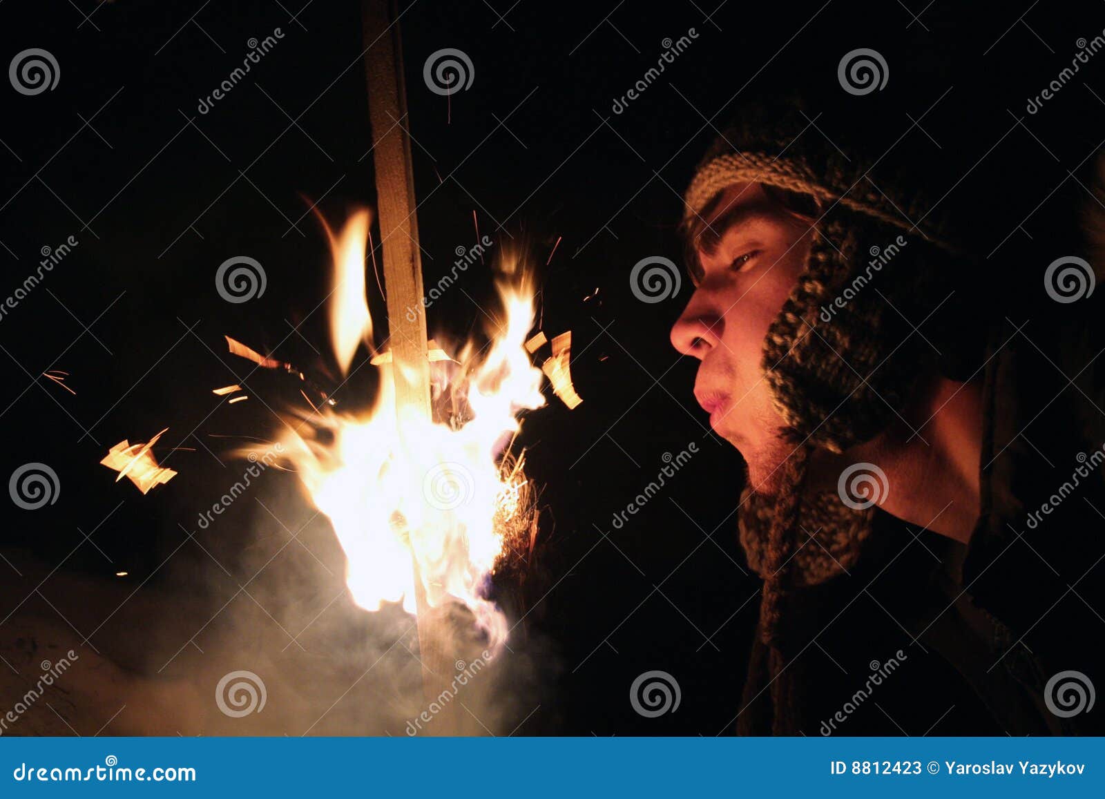 Blow up fire stock image. Image of cheek, lips, wood, stick - 8812423