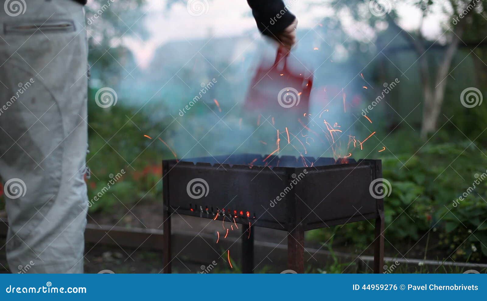 Blow up fire in barbecue stock footage. Video of heat - 44959276