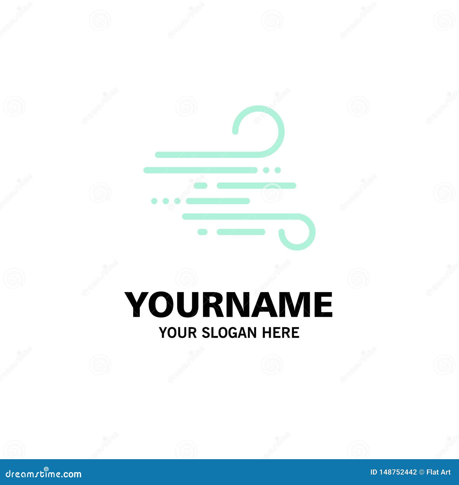 Blow, Weather, Wind, Spring Business Logo Template. Flat Color Stock ...