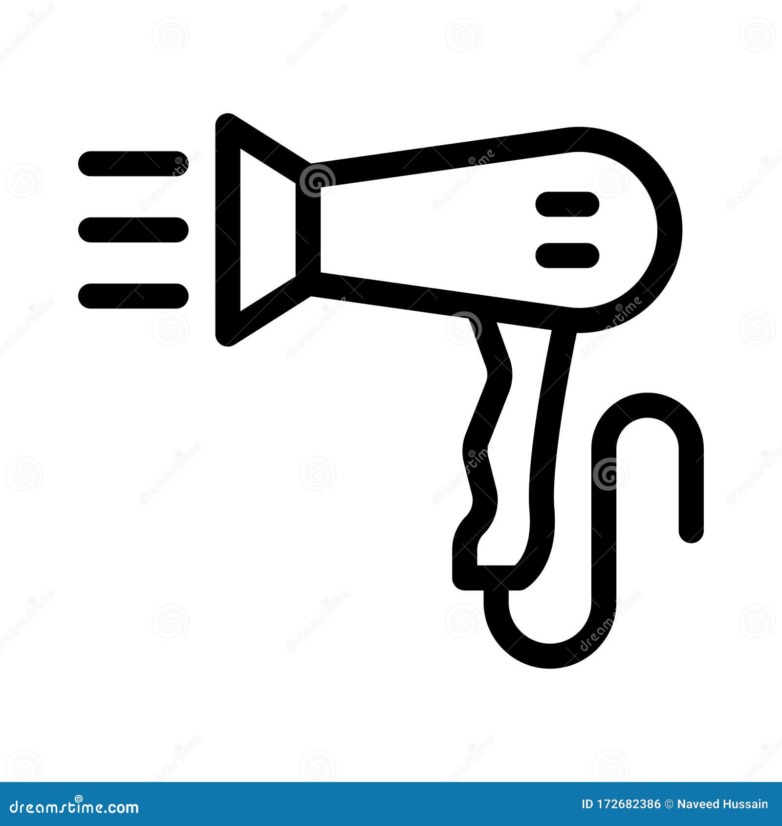 Blower Vector Thin Line Icon Stock Vector - Illustration of hairdresser ...