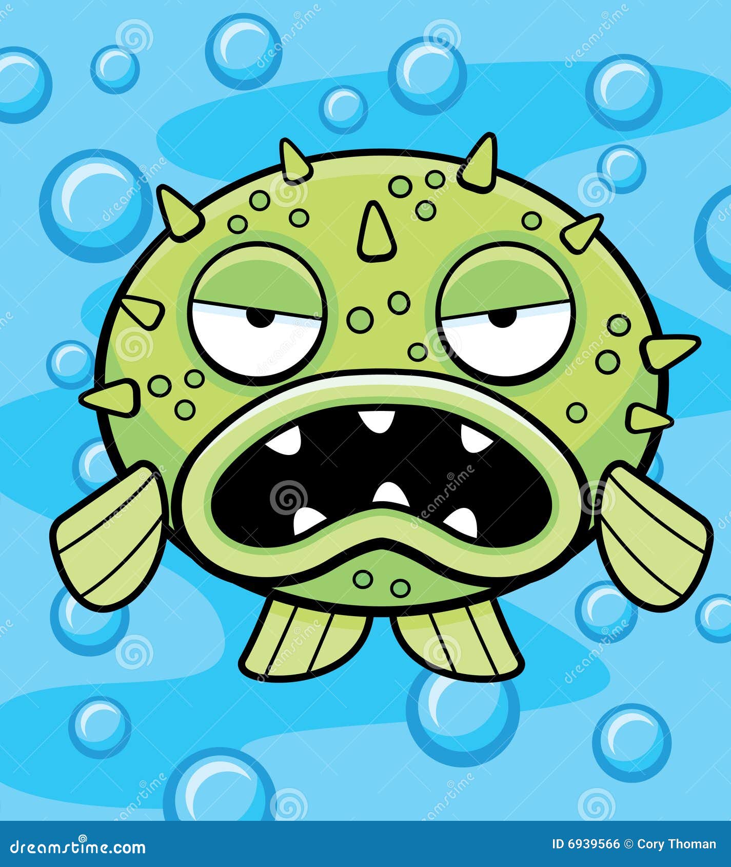 Blowfish stock vector. Illustration of bubbles, underwater - 6939566