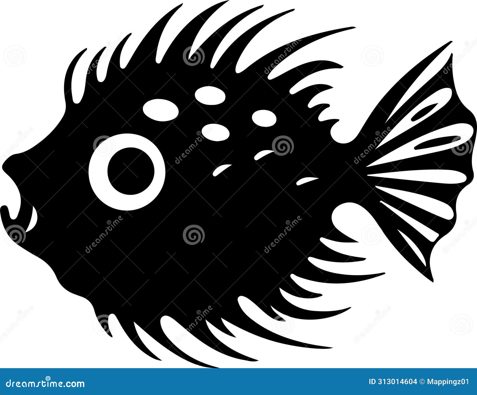 Blowfish Black Silhouette Generative Ai Stock Vector - Illustration of ...