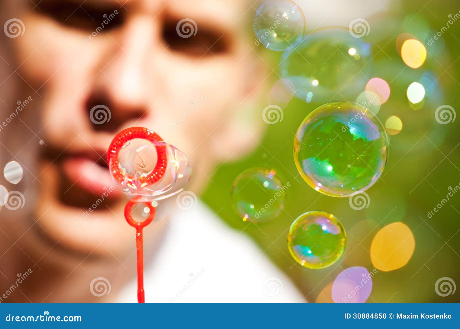 Blowing bubbles outdoor stock photo. Image of flying - 30884850