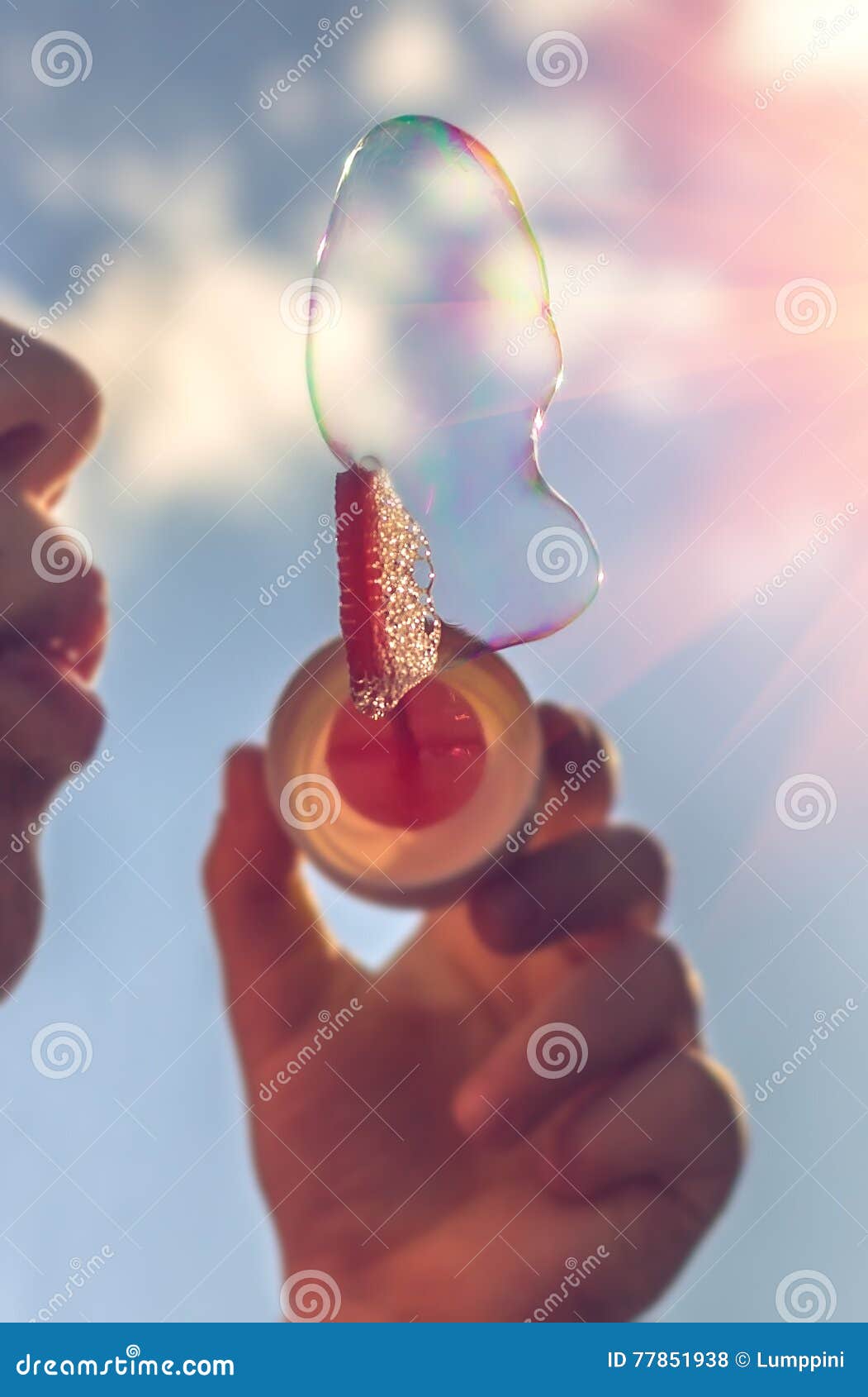 Blowing Bubbles in the Sun Sunset. Stock Photo - Image of aqua, light ...