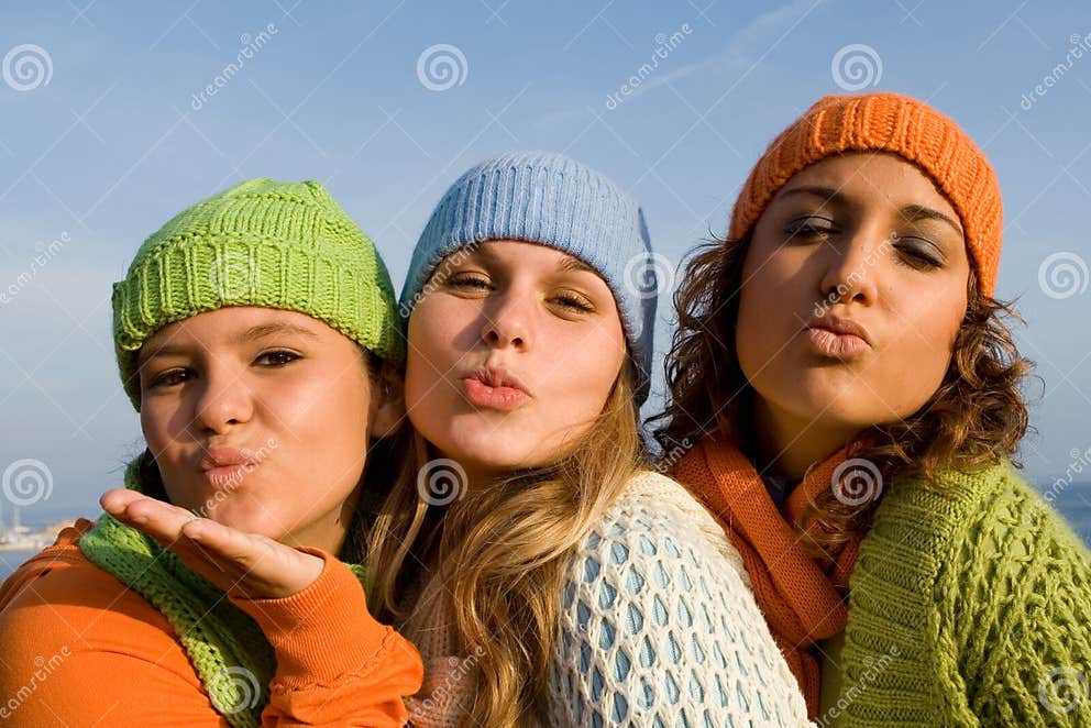 Blowing kisses stock photo. Image of cute, adults, woollies - 1454608