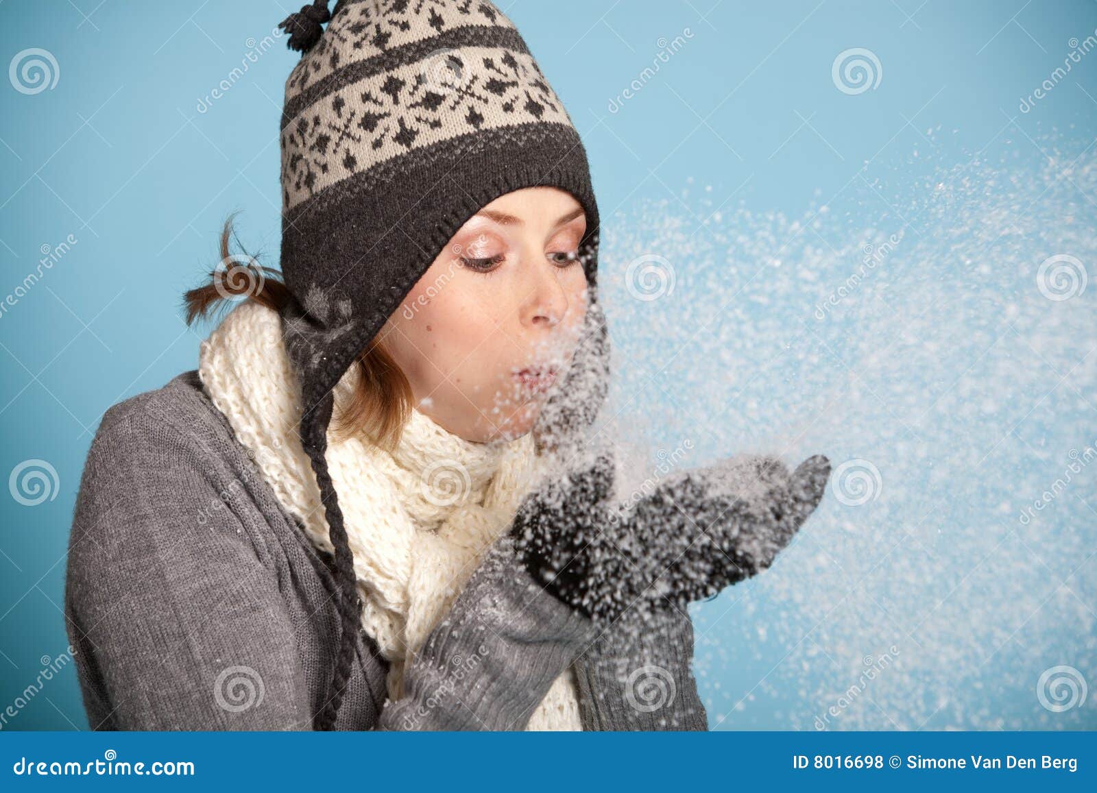 Blowing the snow stock photo. Image of snowflakes, female - 8016698