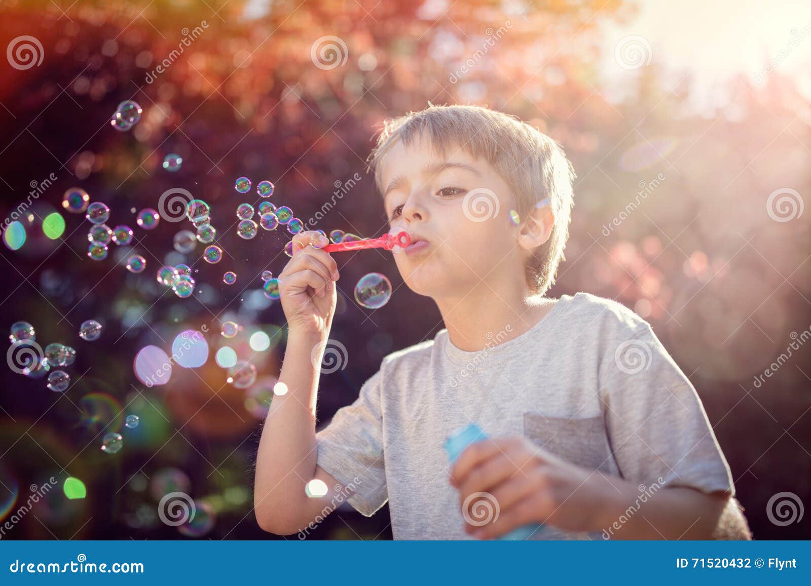 Blowing Summer Soap Bubbles Stock Photo - Image of play, bubbles: 71520432