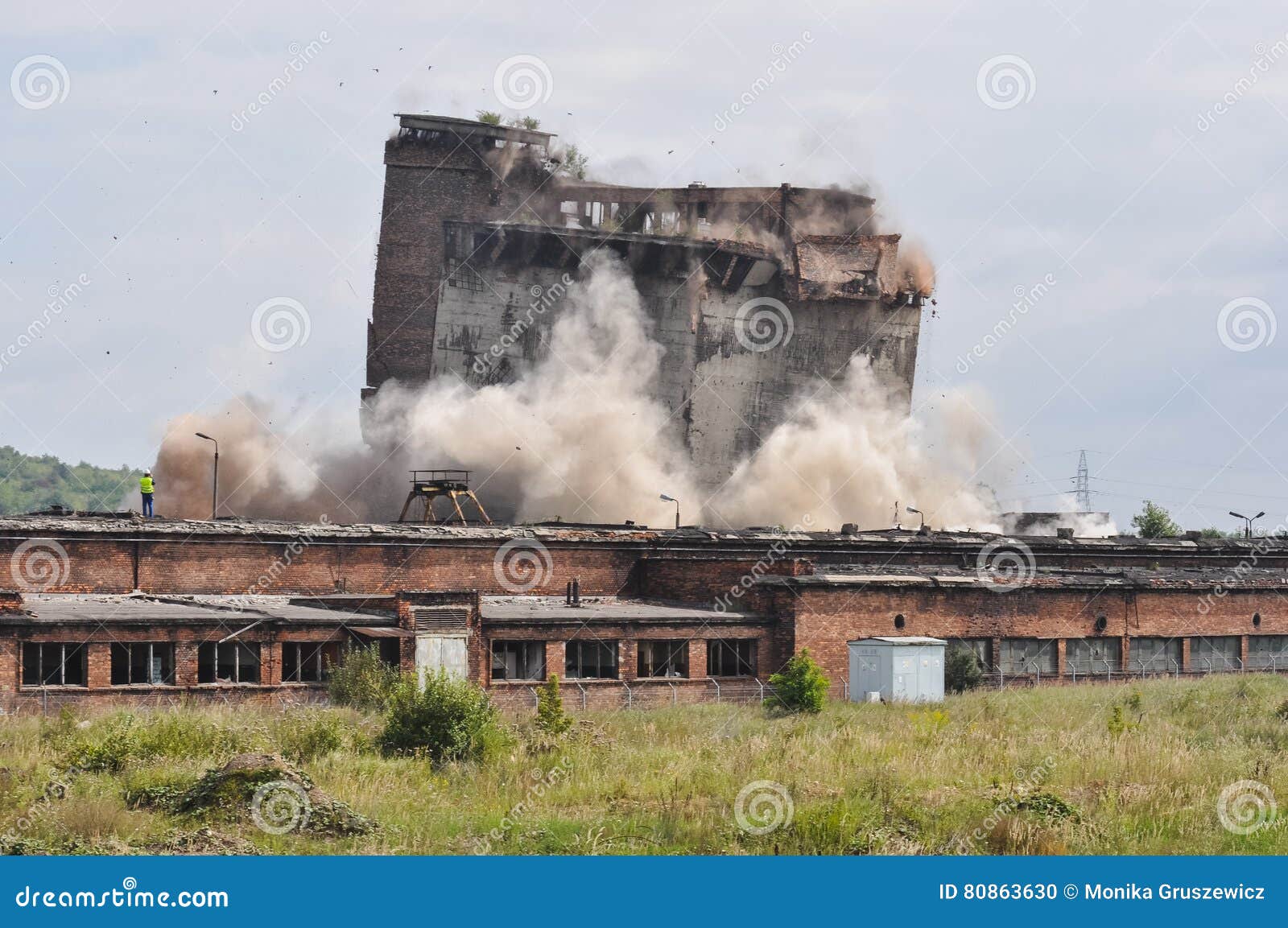 Blowing Up the Building for Demolition Stock Photo - Image of silo ...
