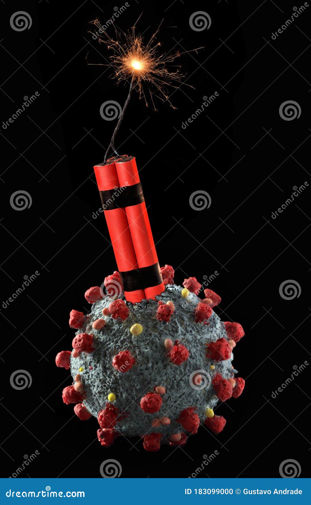 Blowing Up Coronavirus Molecule with Dynamite Stick. Stock Photo ...