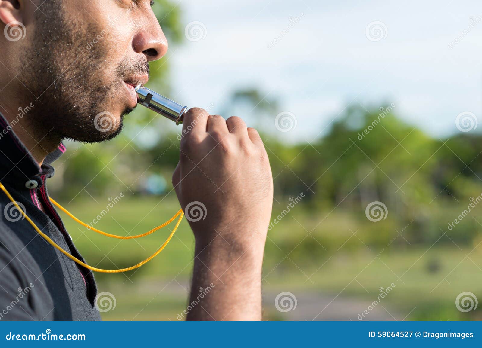 Blowing whistle stock image. Image of blowing, closeup - 59064527