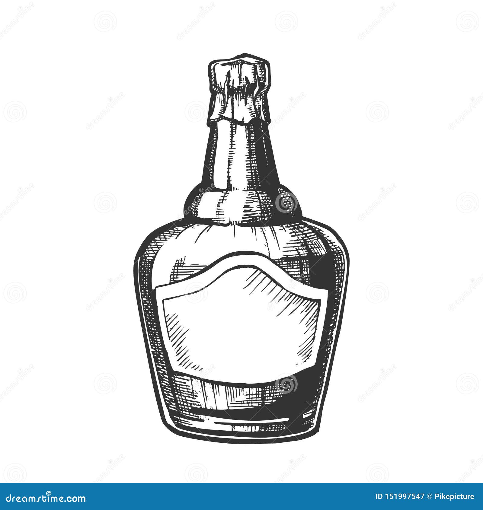 Blown Scotch Whisky Bottle With Foil Cap Vector Stock Vector Illustration Of Drawing