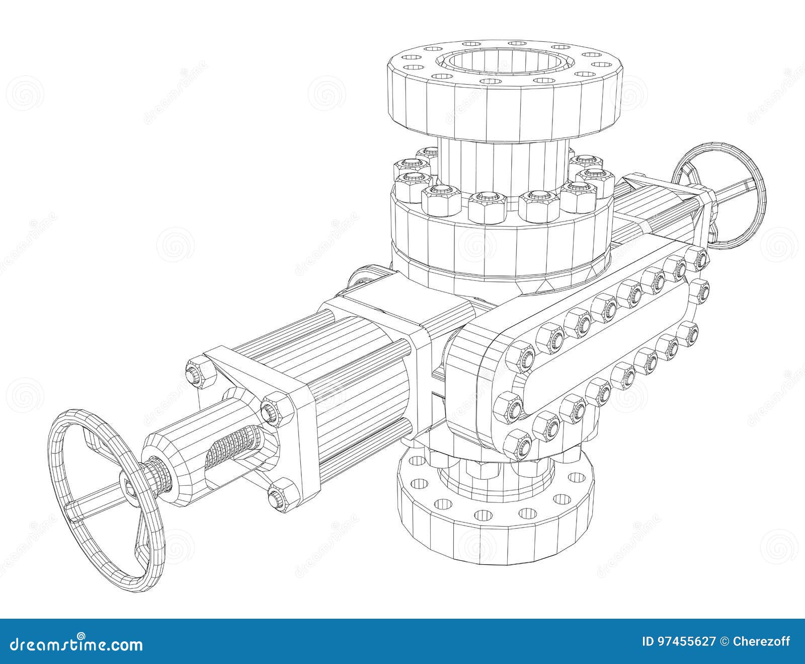Blowout Preventer. Wire Frame Style Stock Vector - Illustration of flow ...