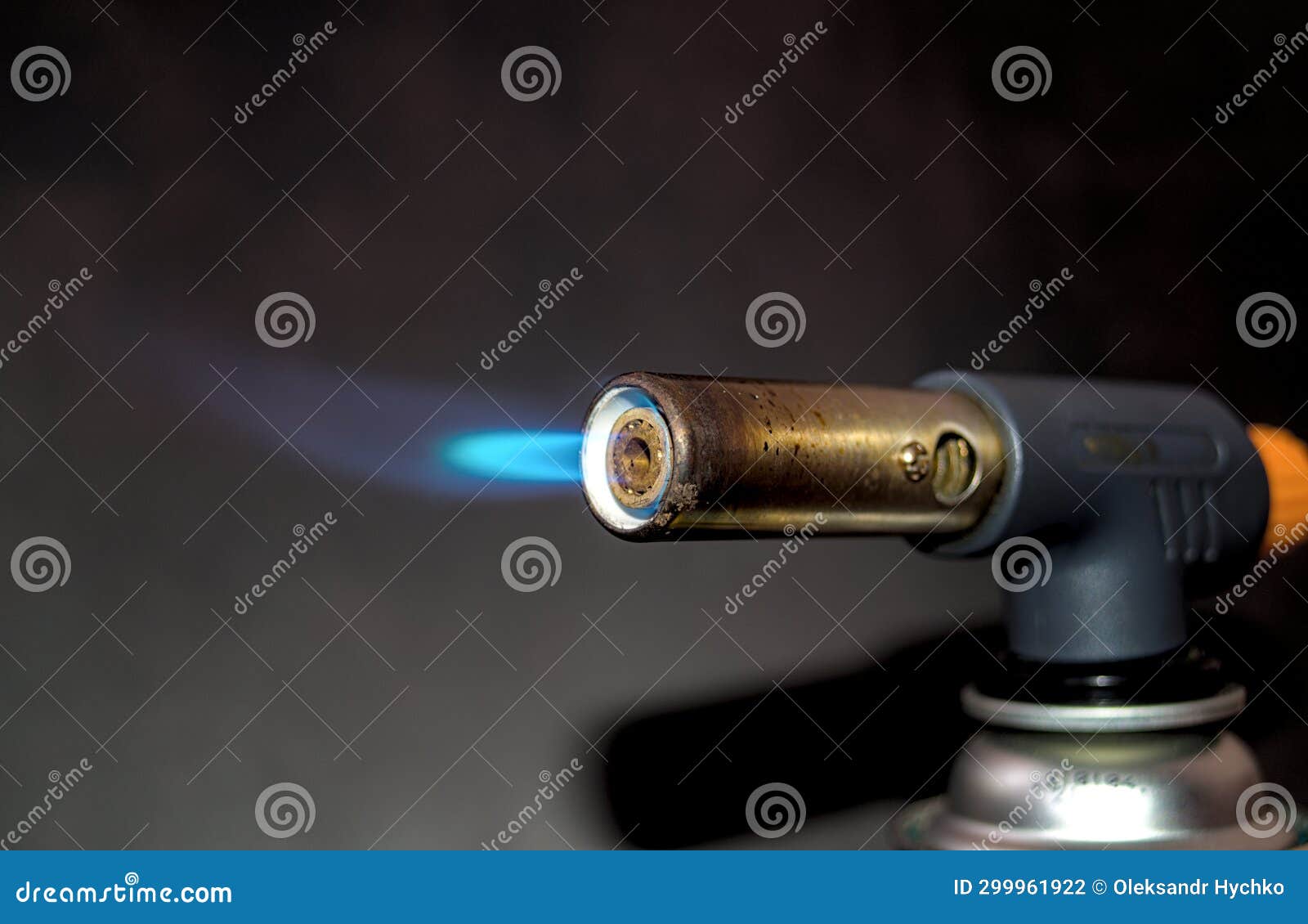 Blowtorch with Flame on Dark Background Stock Photo - Image of work ...