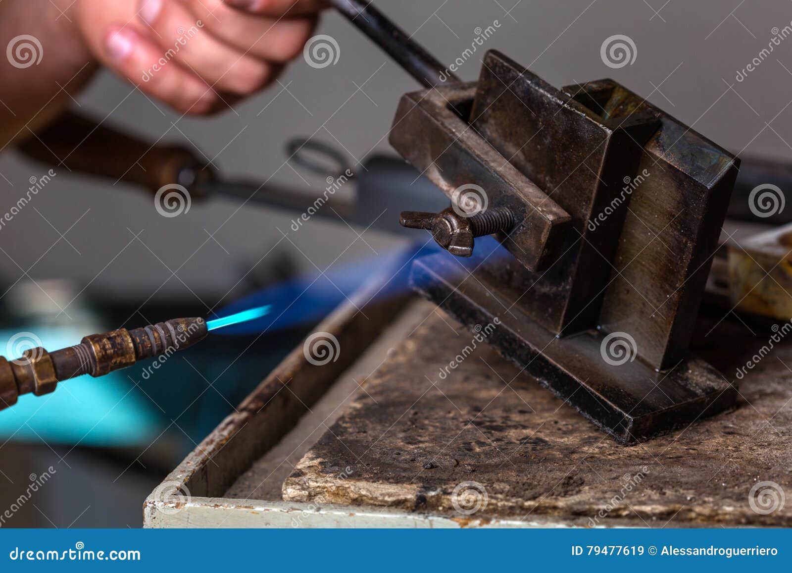Blowtorch on Metal Mold at Goldsmith Workshop Stock Image - Image of ...