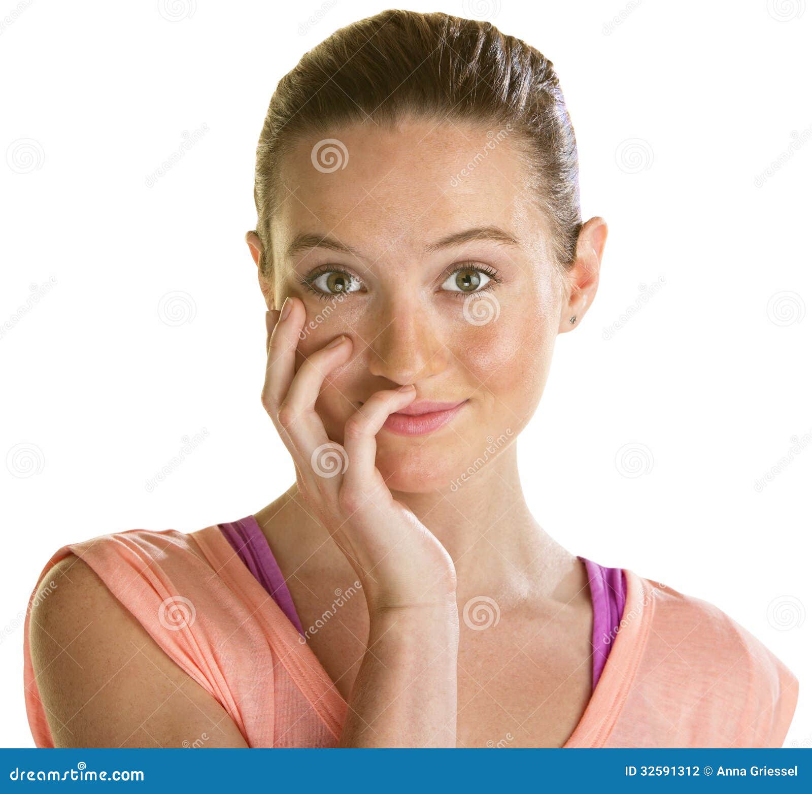 Blozende Jonge Vrouw stock foto. Image of vrolijk, terughoudend - 32591312