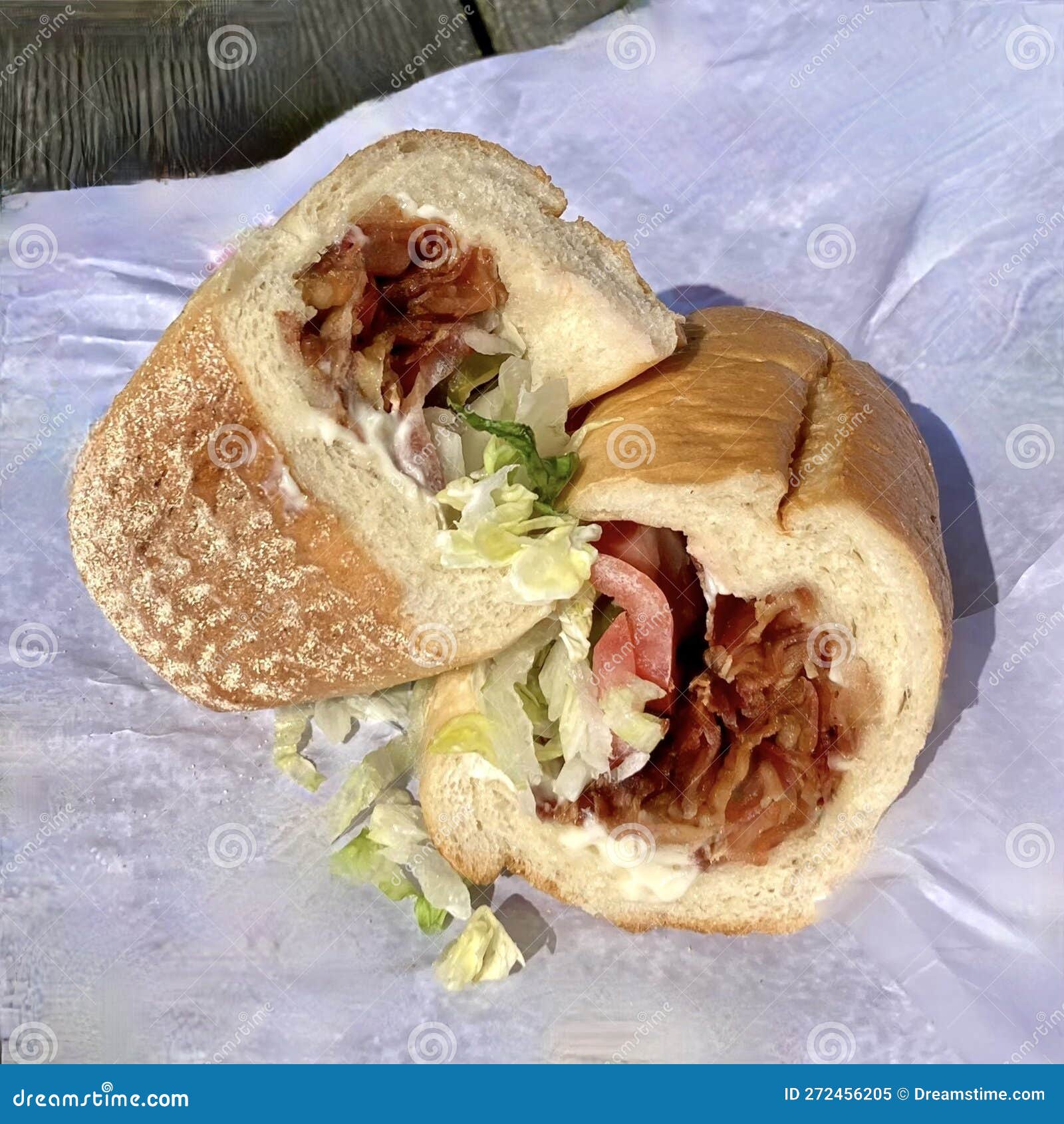 BLT on a Roll stock image. Image of meal, mayo, roll - 272456205
