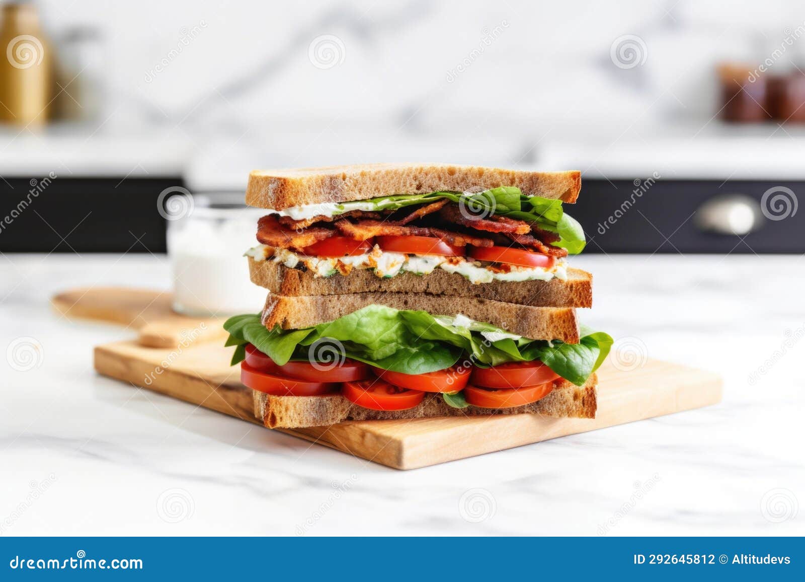 A Blt Sandwich with Extra Lettuce on a Marble Countertop Stock Photo ...