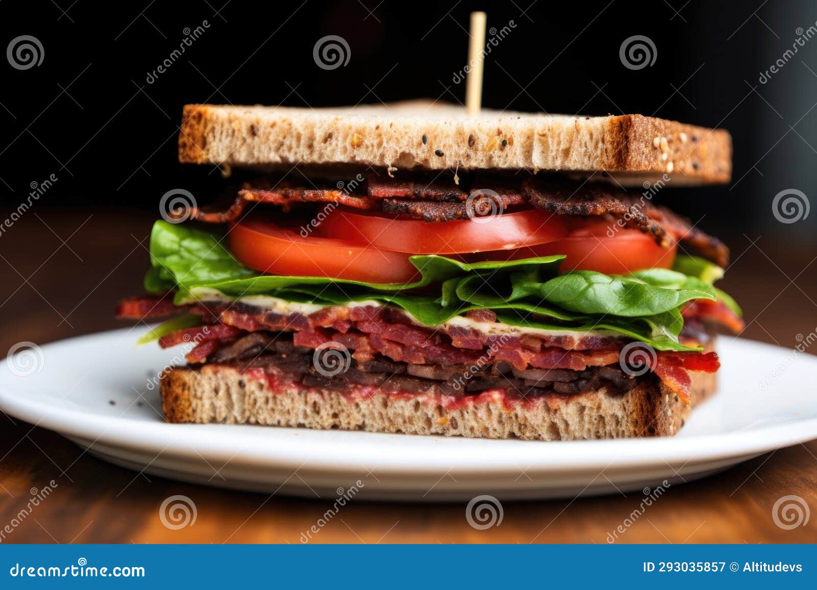 A Blt Sandwich on Rye Bread, Closeup Shot Stock Image - Image of tomato ...