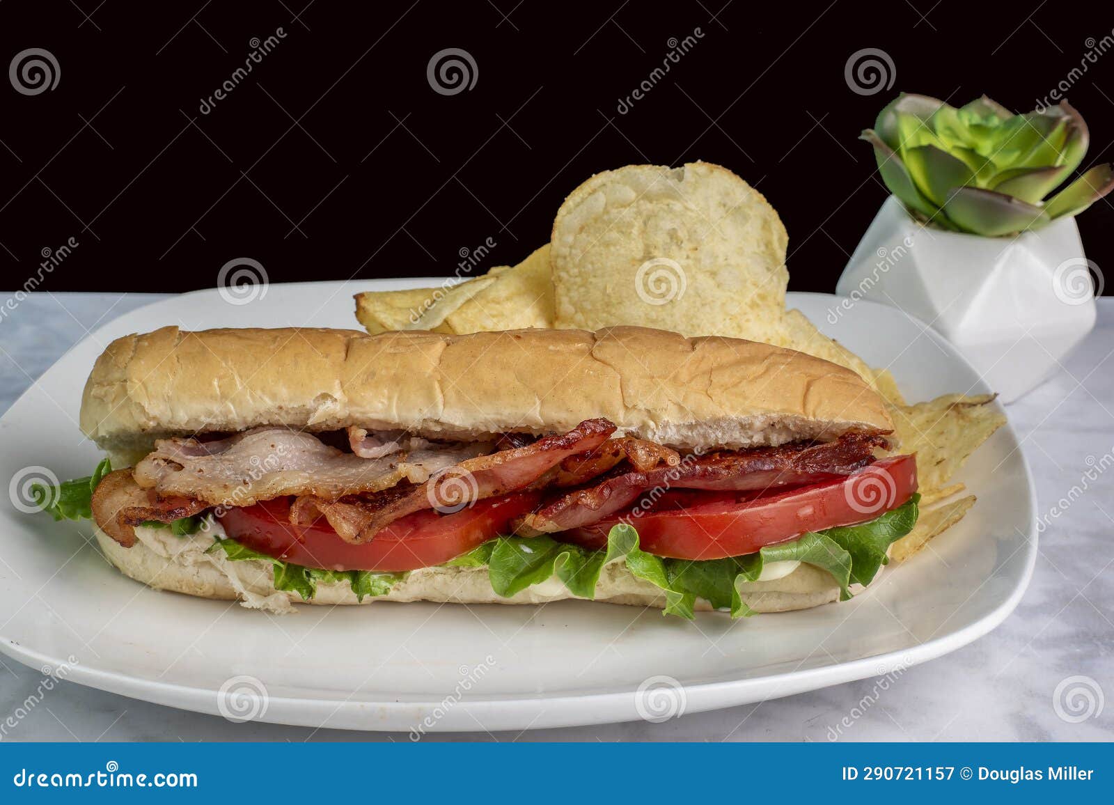 Blt Sub Served with Potato Chips Stock Image - Image of maple, pork ...