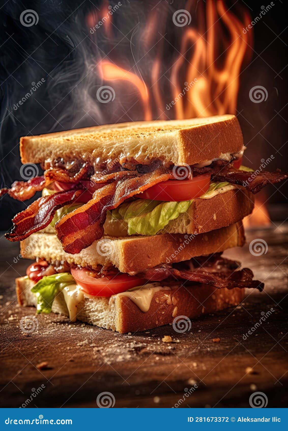 BLT Toasted Stacked Sandwich. Bacon, Lettuce, and Tomato. Generative Ai ...