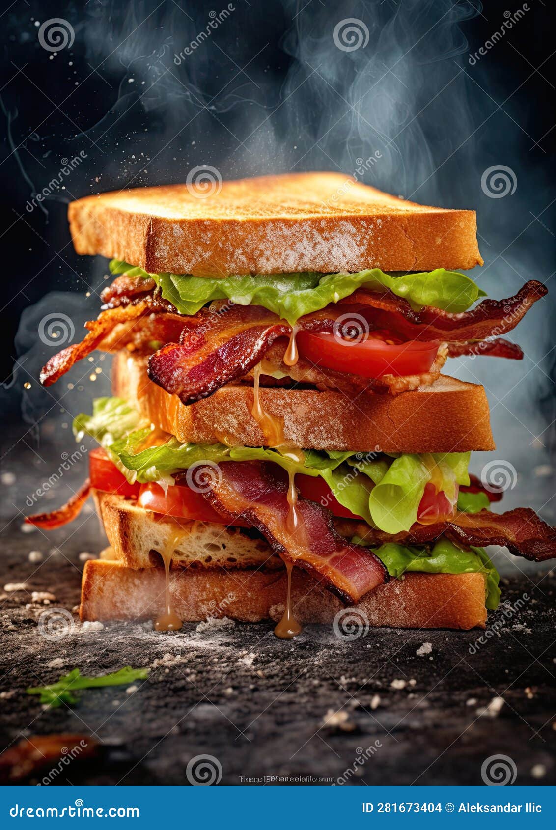 BLT Toasted Stacked Sandwich. Bacon, Lettuce, And Tomato. Generative Ai ...