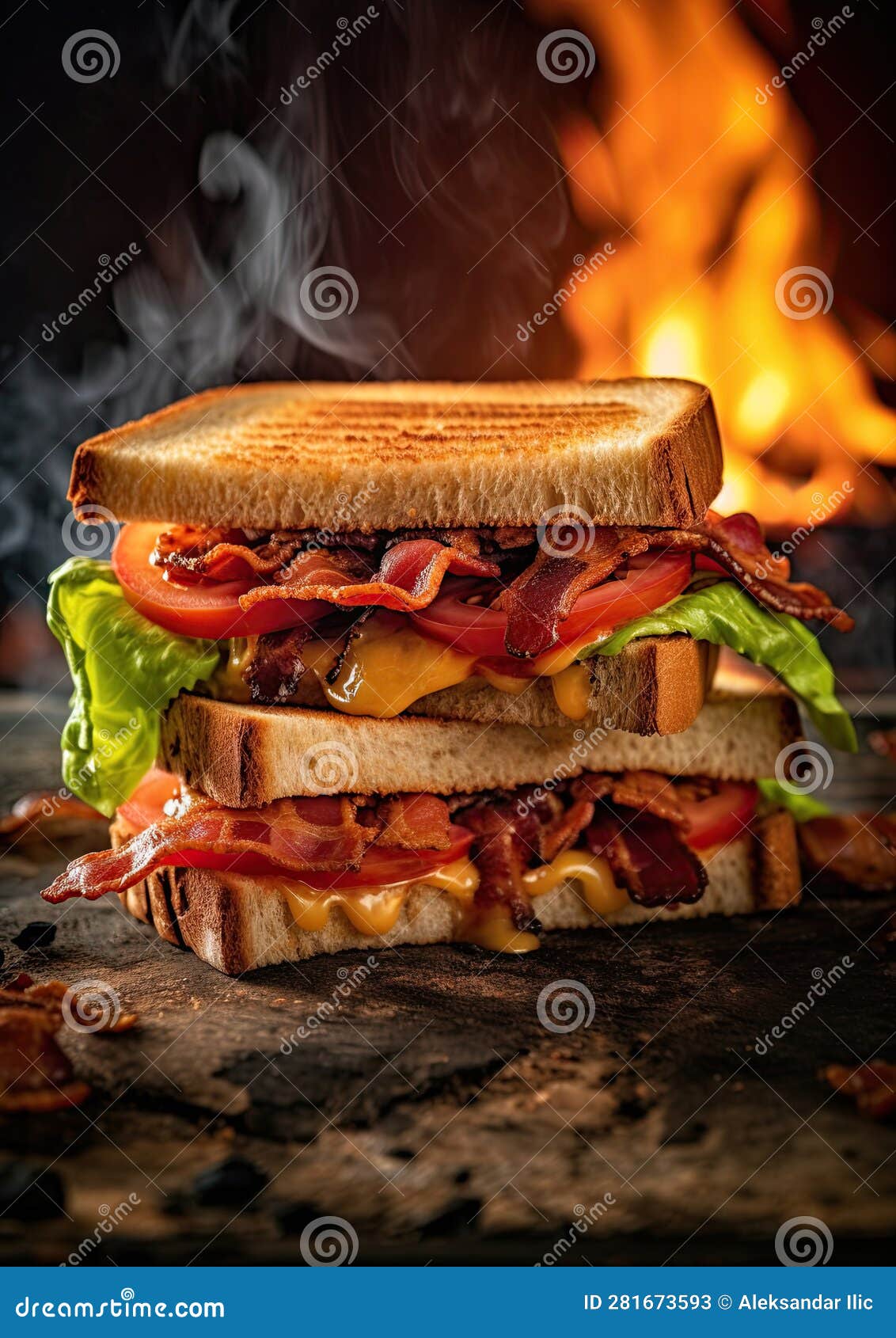BLT Toasted Stacked Sandwich. Bacon, Lettuce, And Tomato. Generative Ai ...