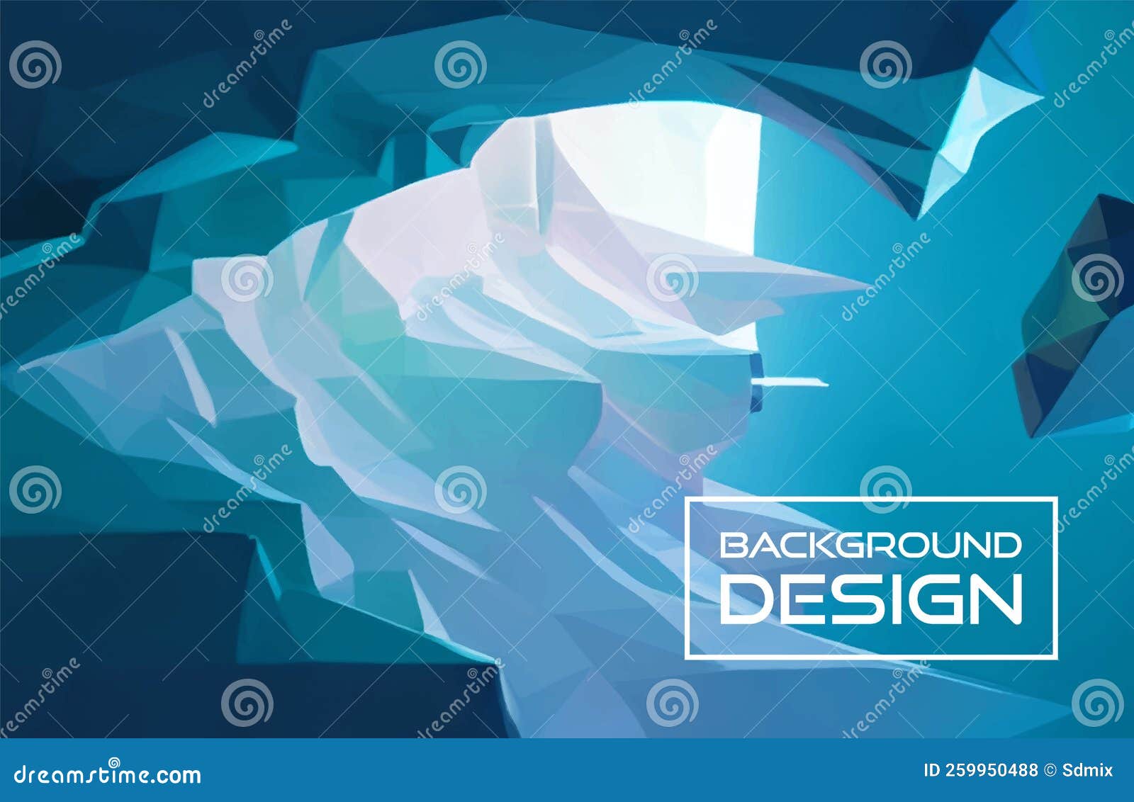 Blu Ice Triangle Abstract in Origami Style on Light Background. Stock ...