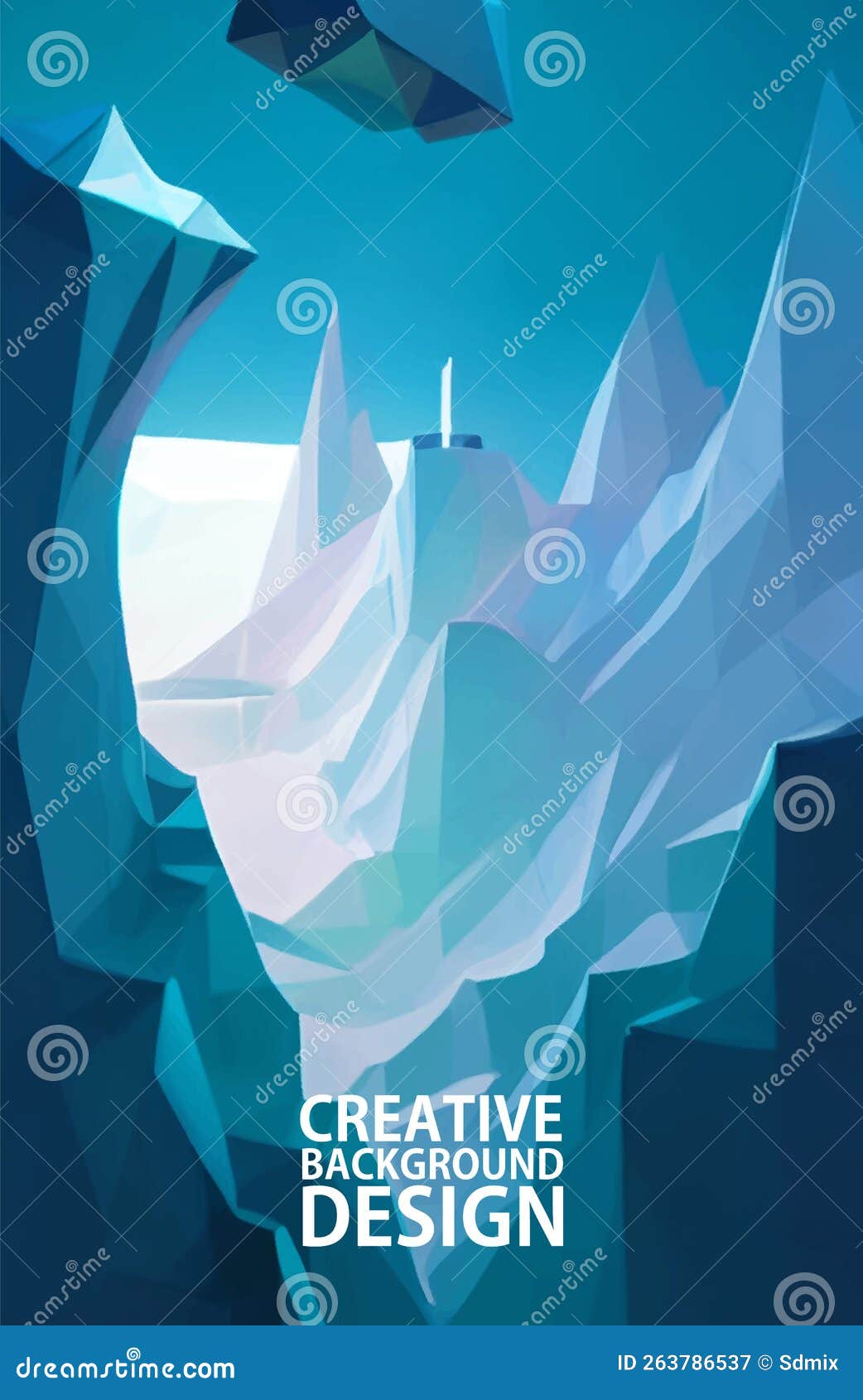 Blu Ice Triangle Abstract in Origami Style on Light Background. Stock ...