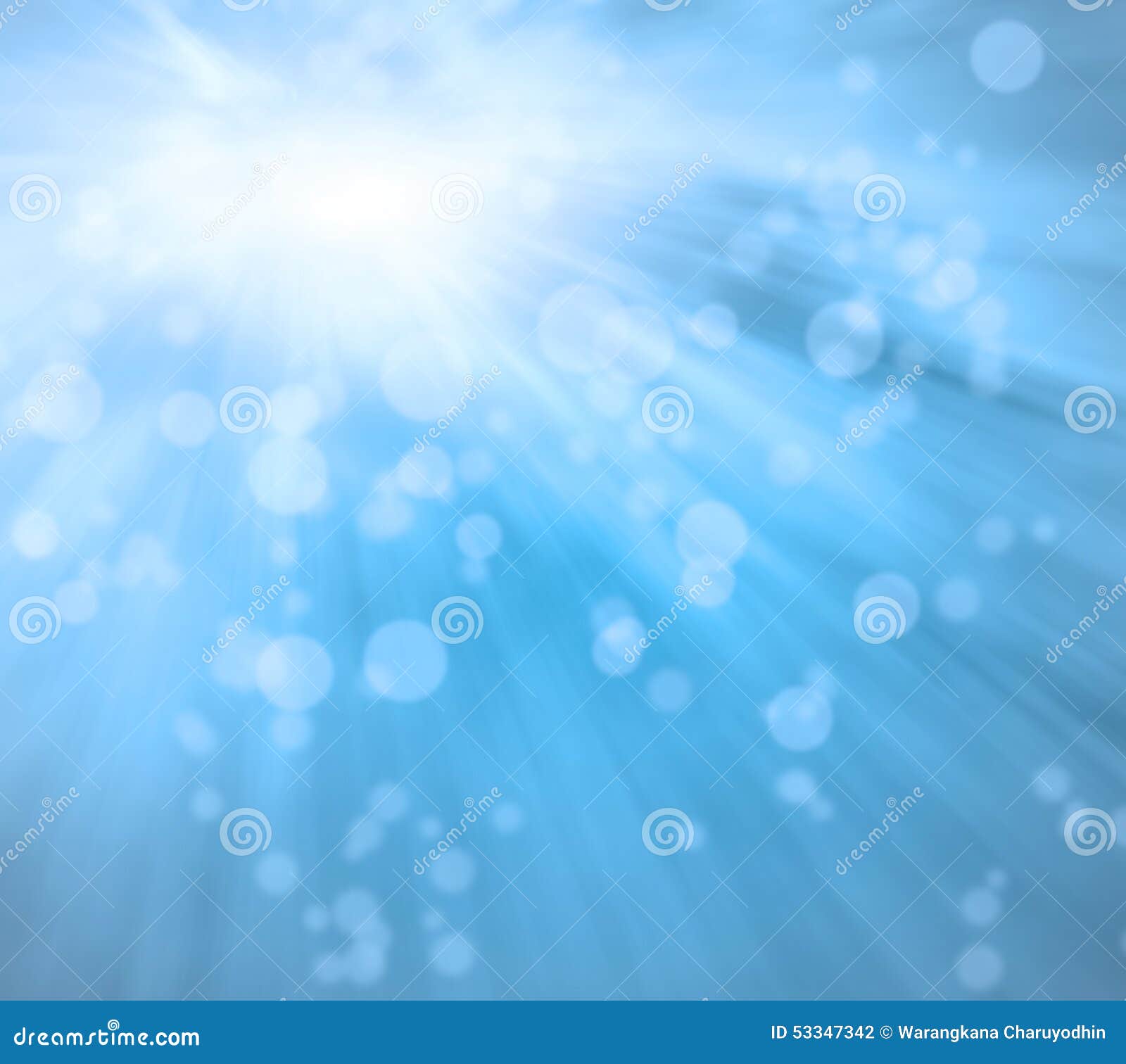 Blu Sky with Sunshine and Bokeh Light Stock Illustration - Illustration ...