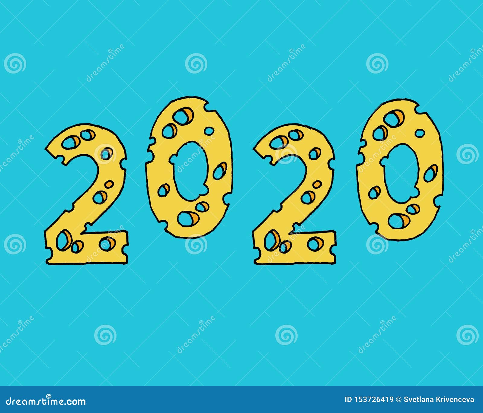 New Year 2020 stock vector. Illustration of cartoon - 153726419