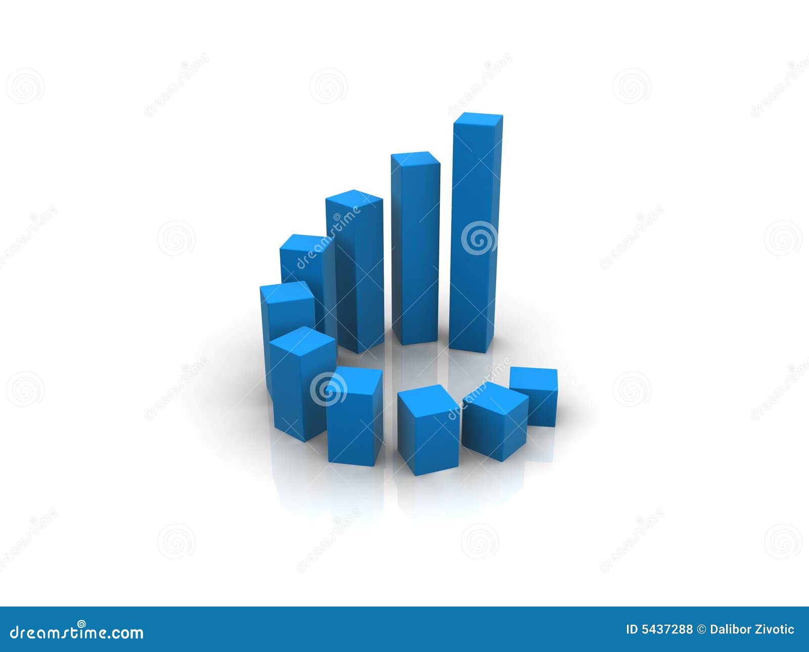 Blue 3d chart stock illustration. Illustration of statistics - 5437288
