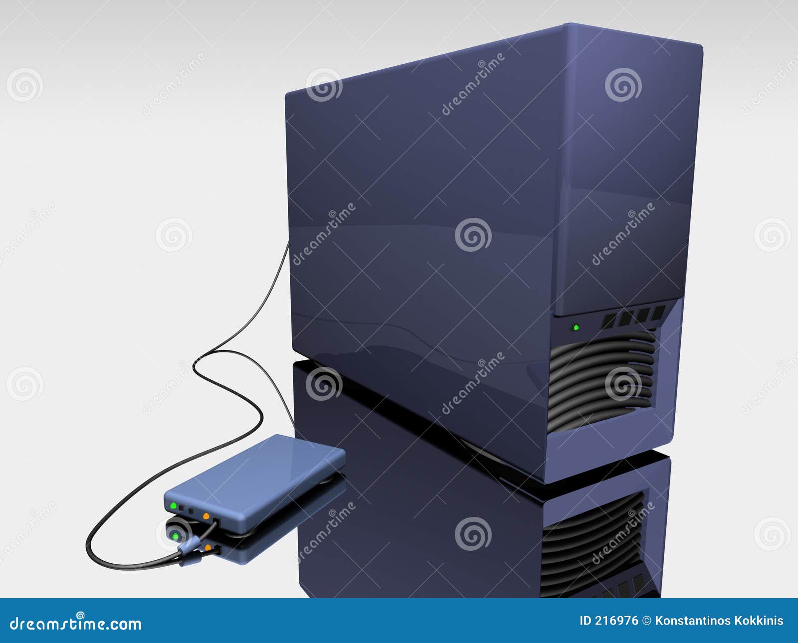 Blue 3d computer tower stock illustration. Illustration of computer ...