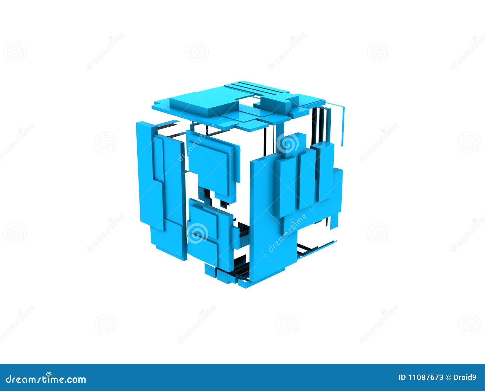 Blue 3d cube square stock illustration. Illustration of buildings ...