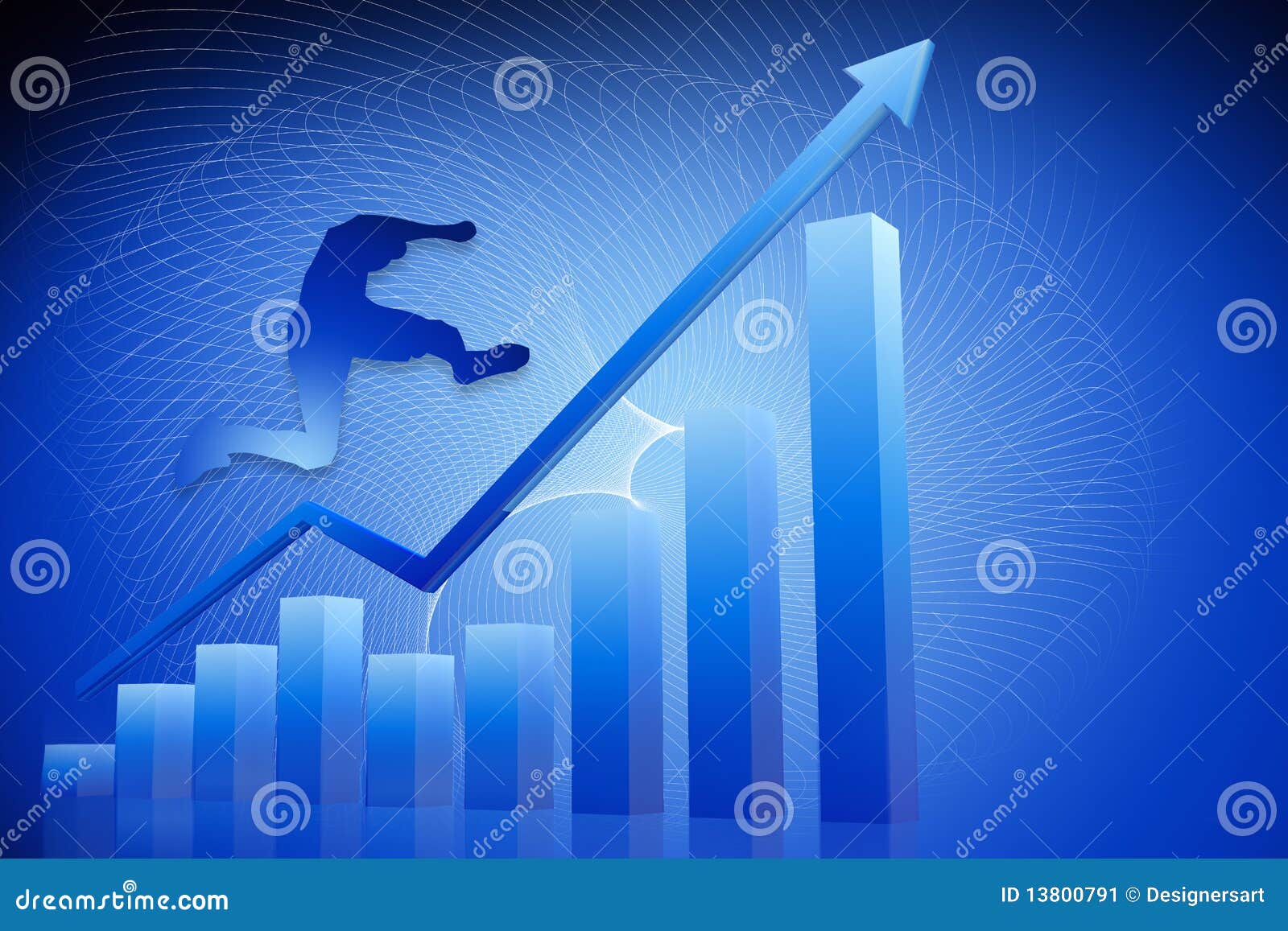 Blue 3d graph stock illustration. Illustration of achievement - 13800791